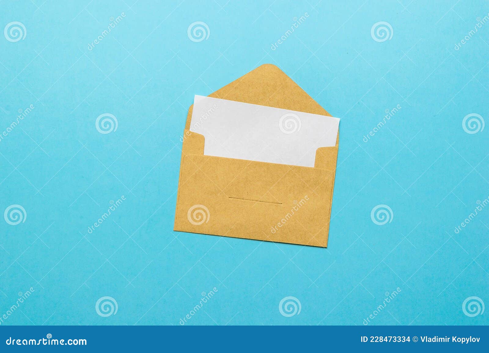 An Open Postal Envelope With An Enclosed White Sheet On A Blue ...