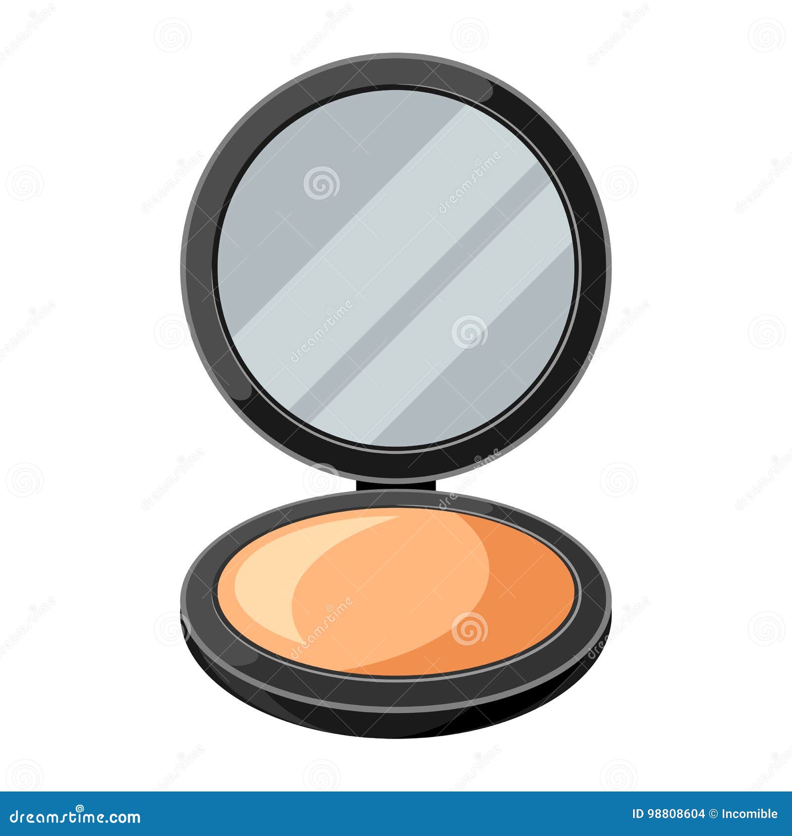 Open Powder Compact or Make Up. Illustration of Object on White ...