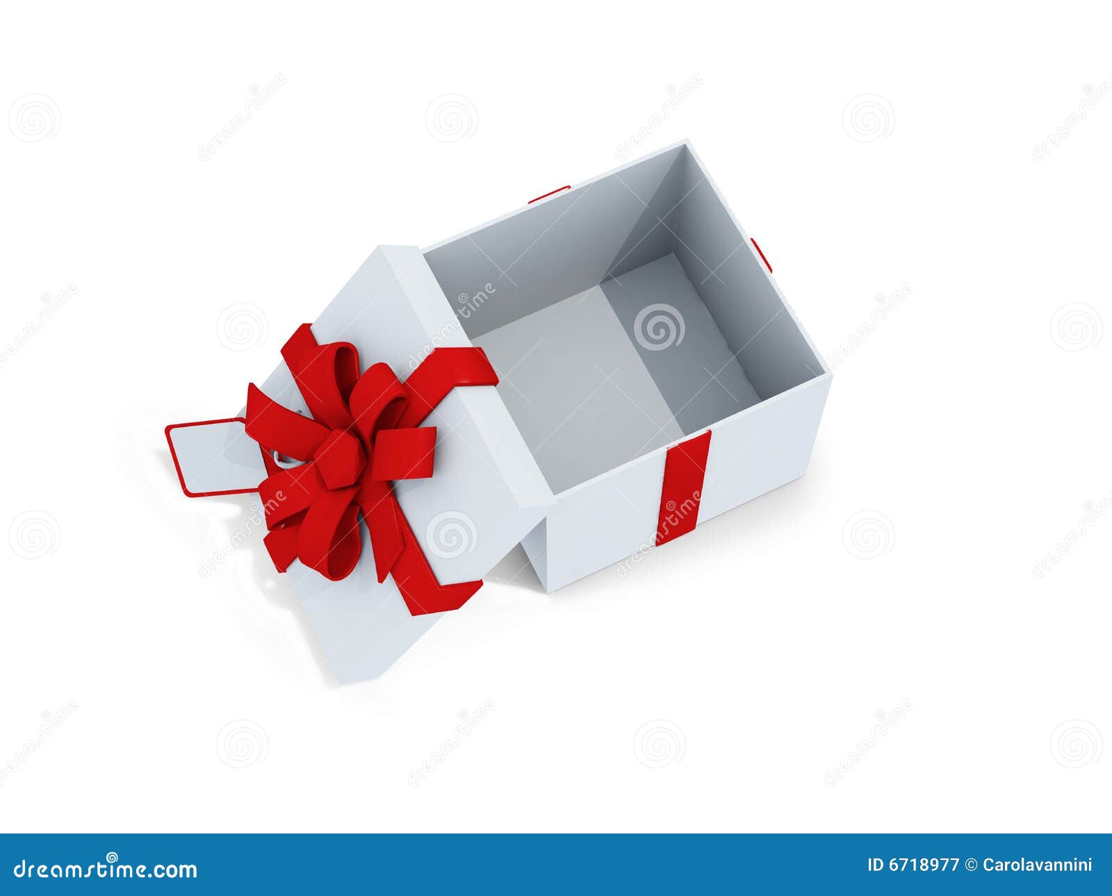Open Present Box Or Gift Box With Red Ribbons And Bow Isolated On Green ...