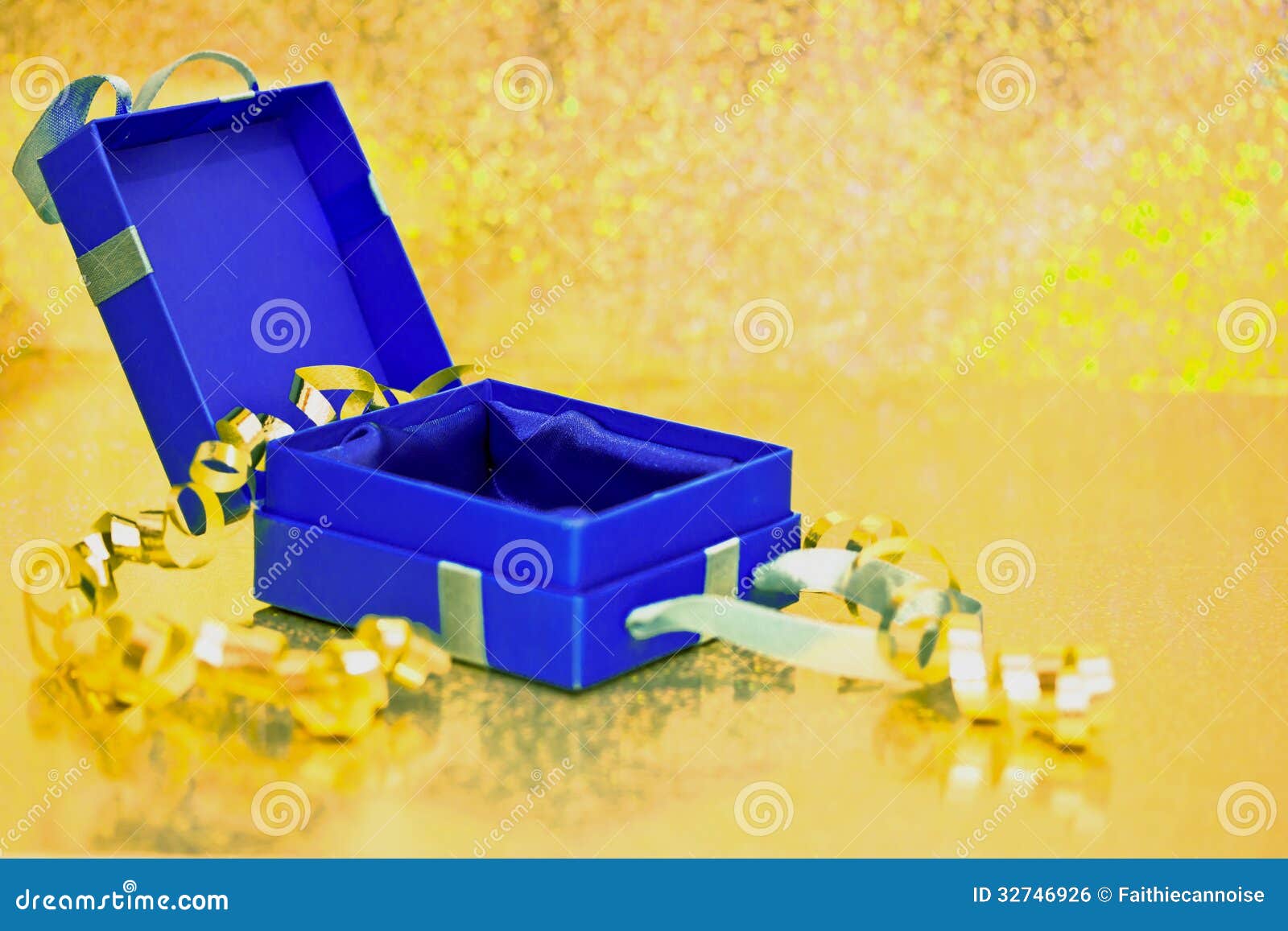 Open Present Box on Golden Background Stock Photo - Image of present ...