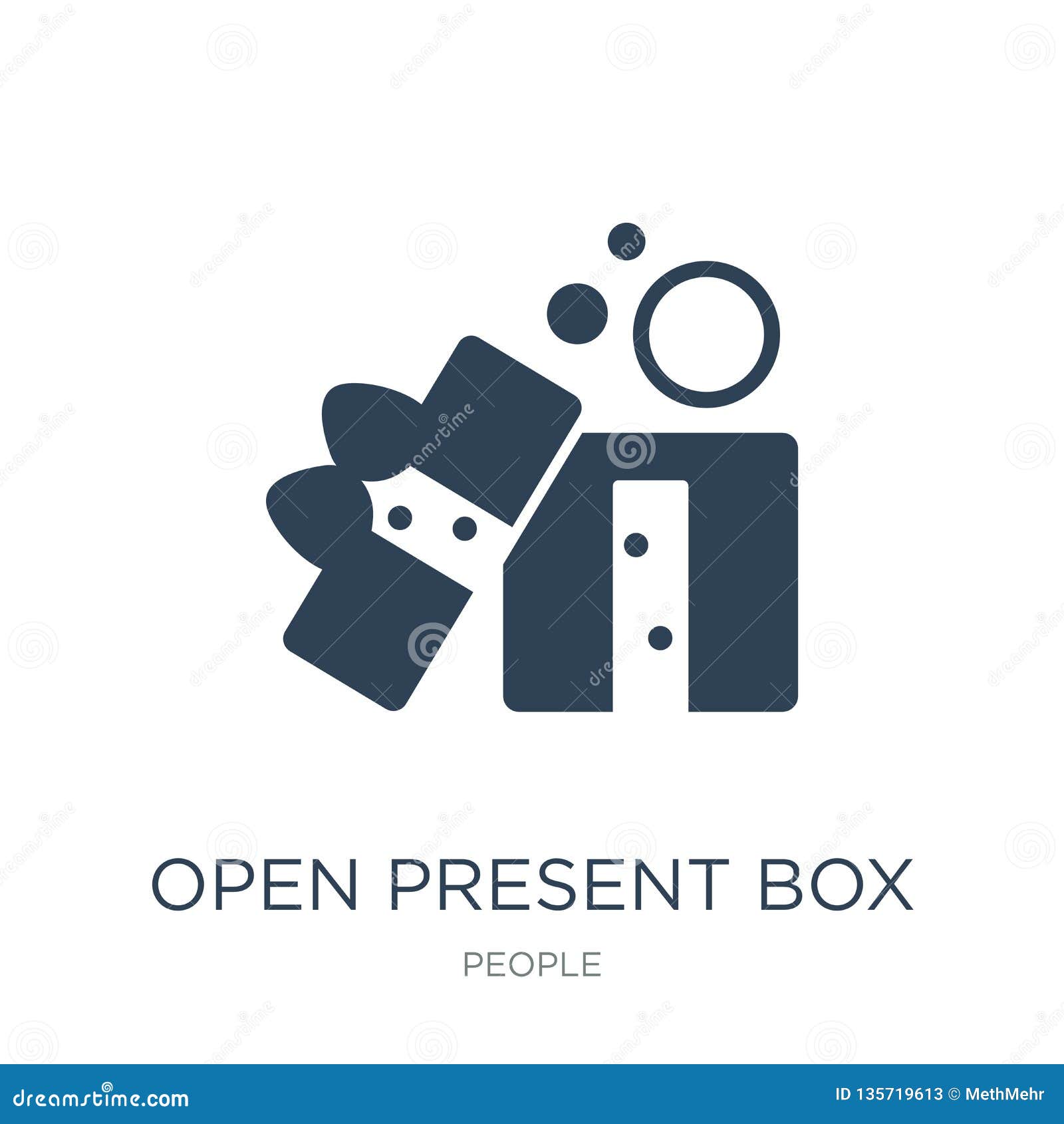 Open Present Box Icon in Trendy Design Style. Open Present Box Icon ...