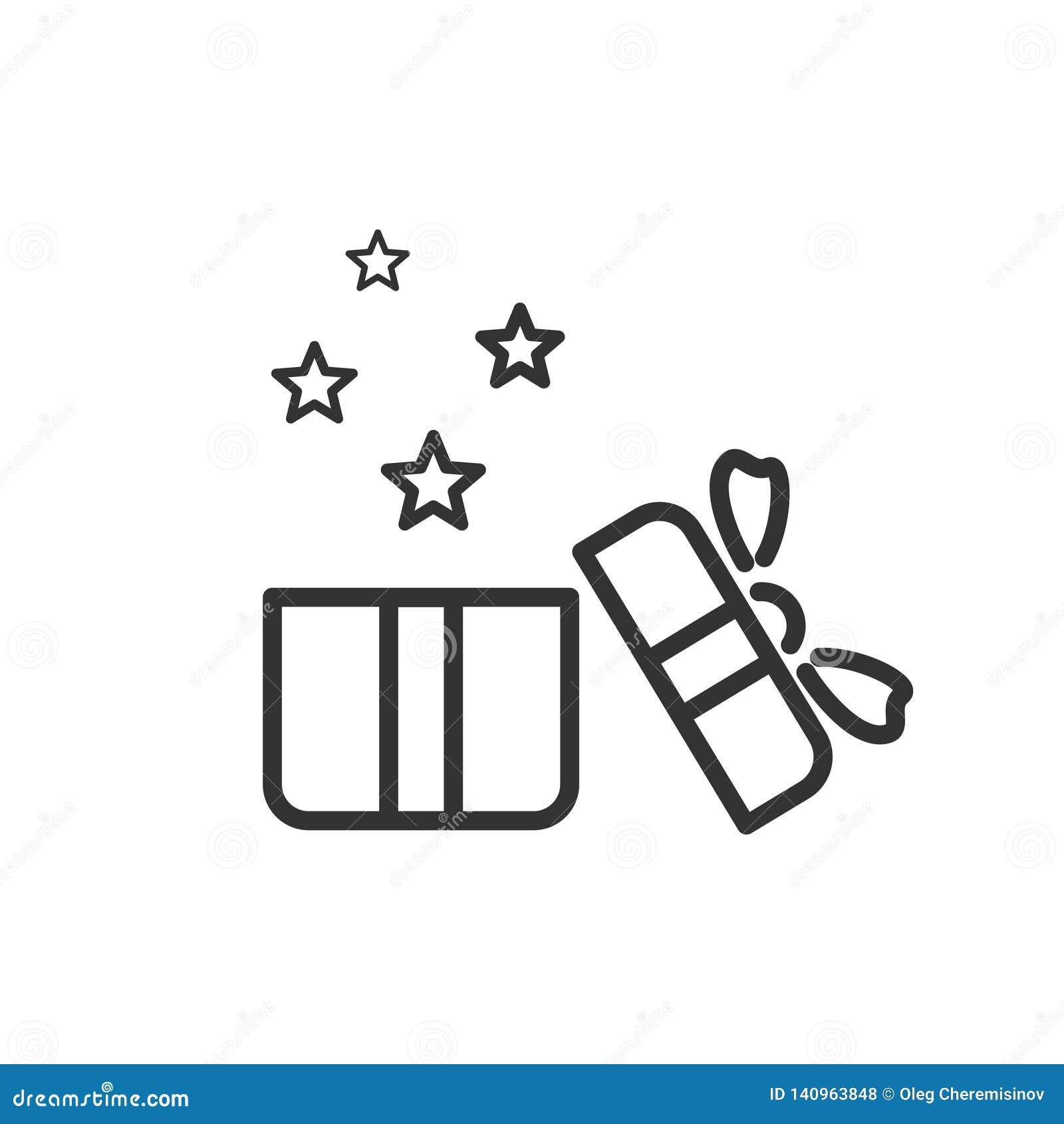 Open Present Box Linear Icon Isolated on White Background Stock Vector ...