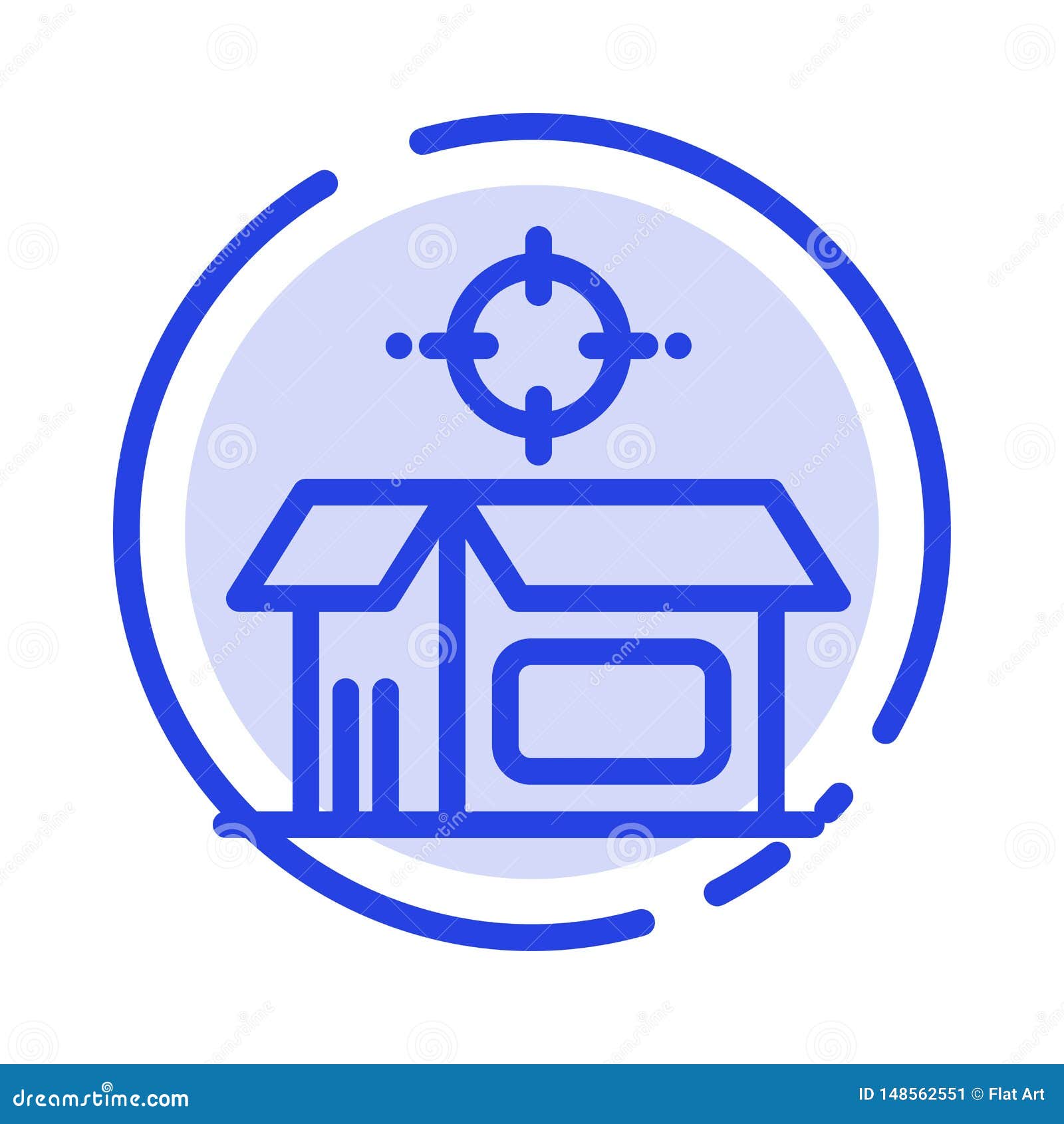 Open Product, Box, Open Box, Product Blue Dotted Line Line Icon Stock ...