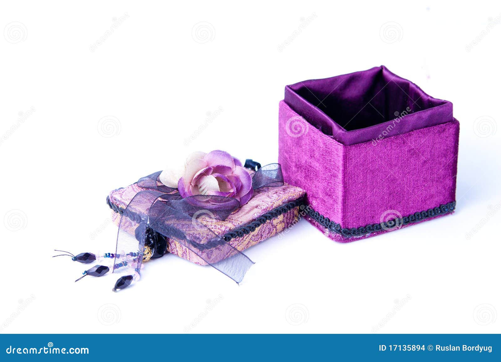 Open Purple Gift Box with a Rose Isolated. Stock Photo - Image of rose ...