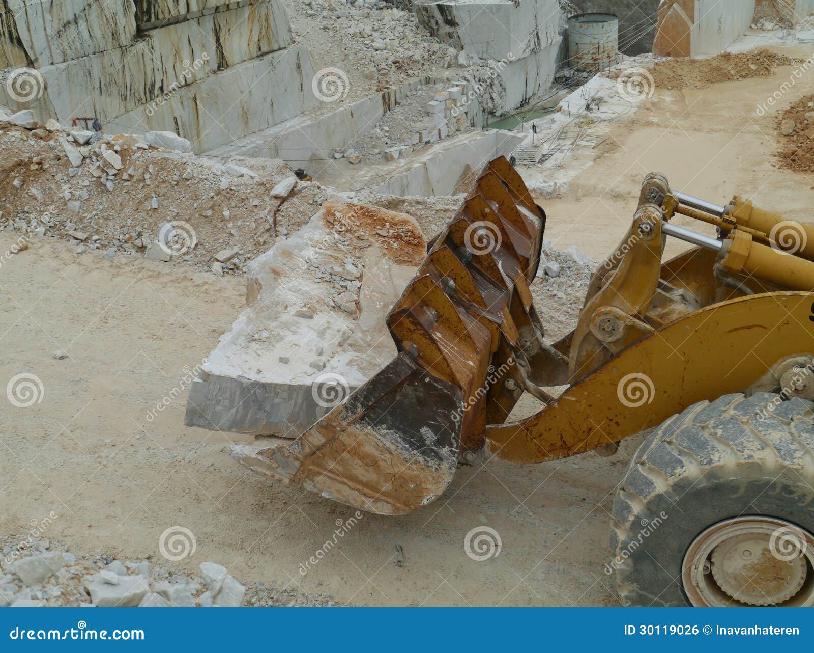 Shovel with a Block of Marble Stock Photo - Image of carrara, blocks ...