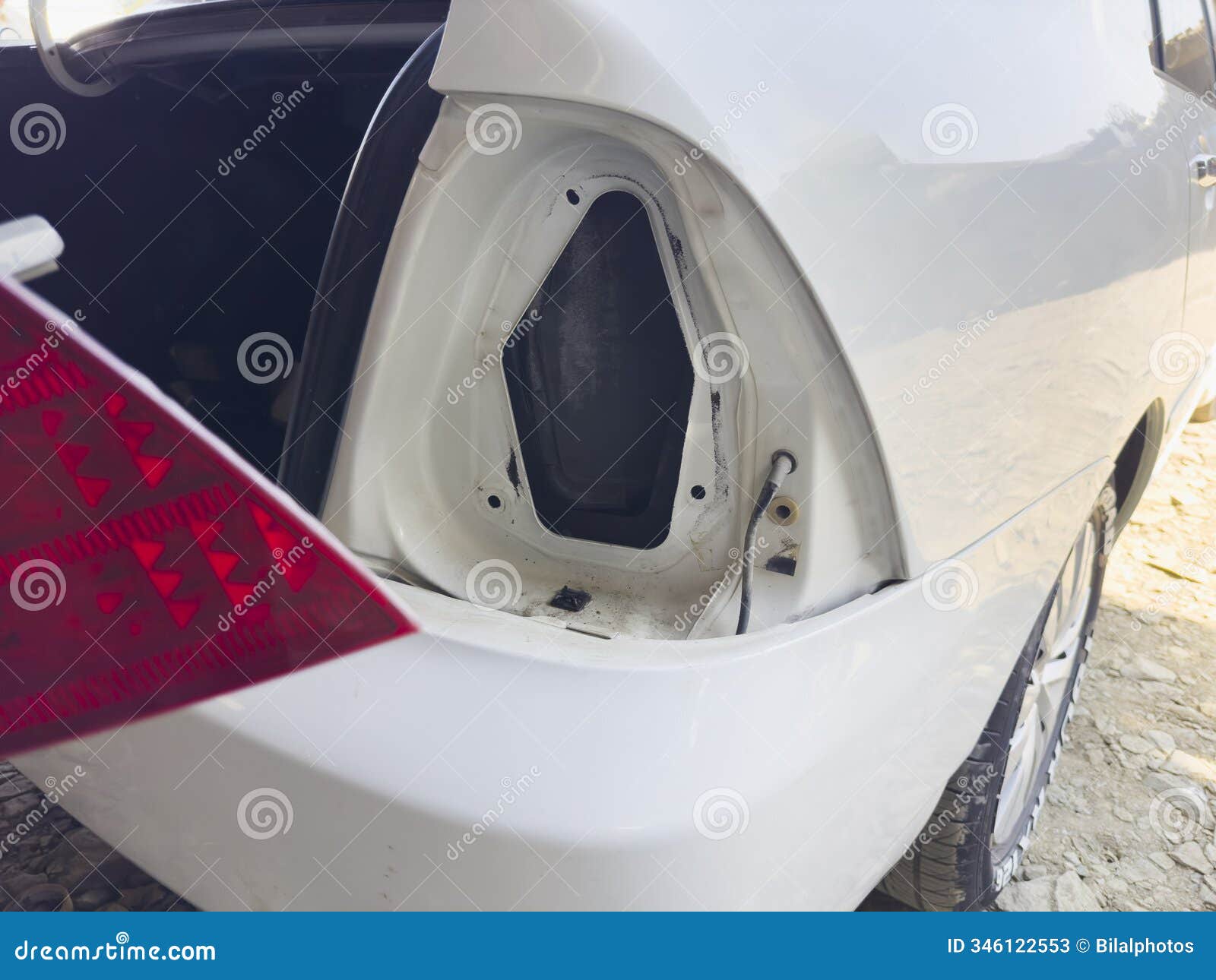 Open Rear Light Assembly of a White Car for Repair Stock Image - Image ...