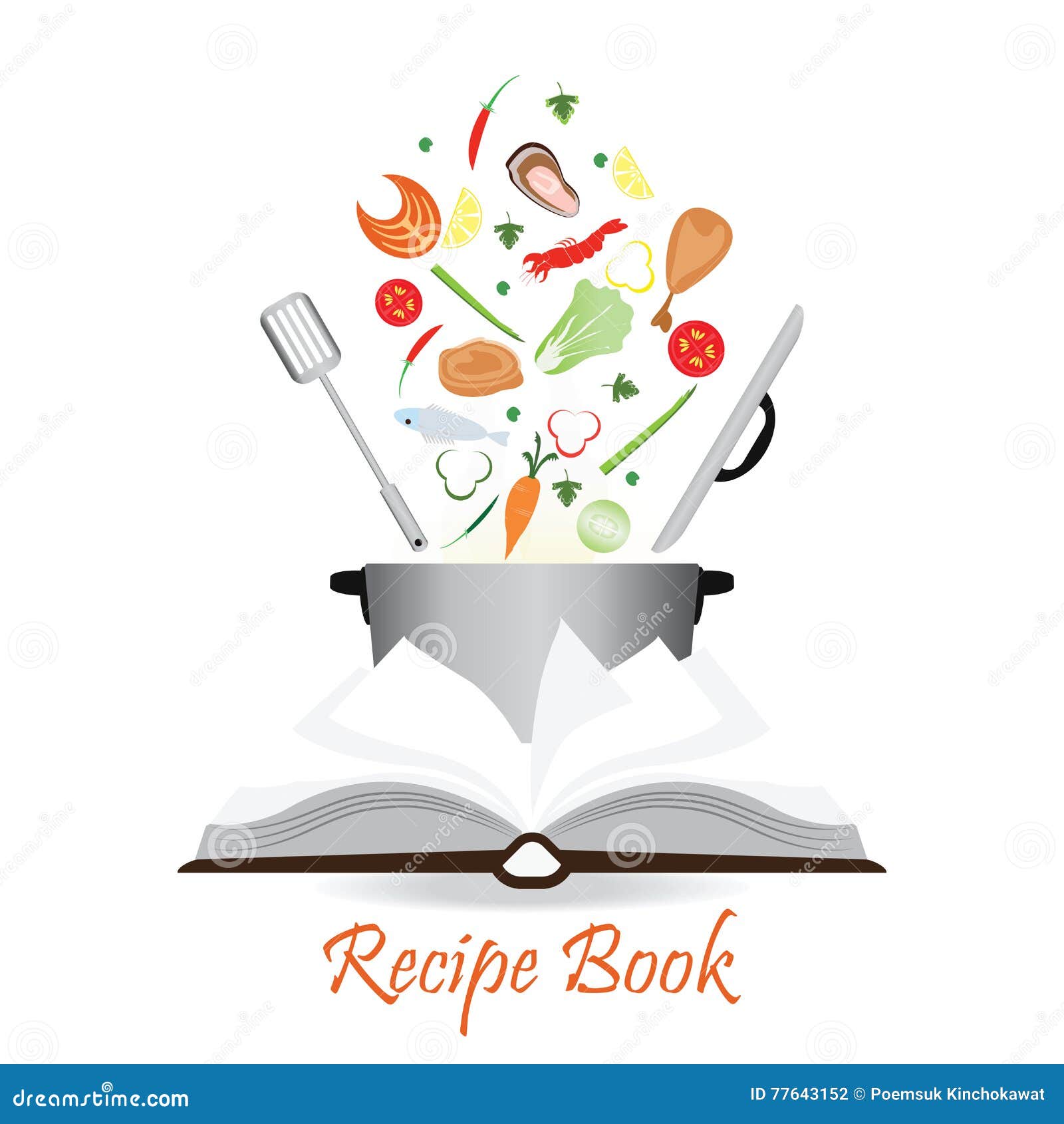 Open Recipe Book on White . Stock Vector - Illustration of cooking ...