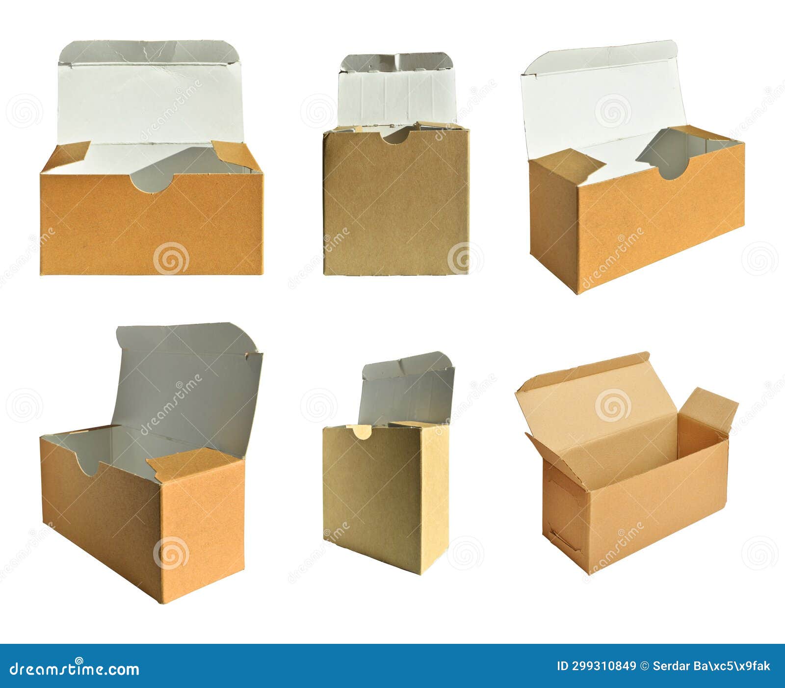 Open Rectangular Cardboard Box with Corrugated Cardboard Lid Isolated ...
