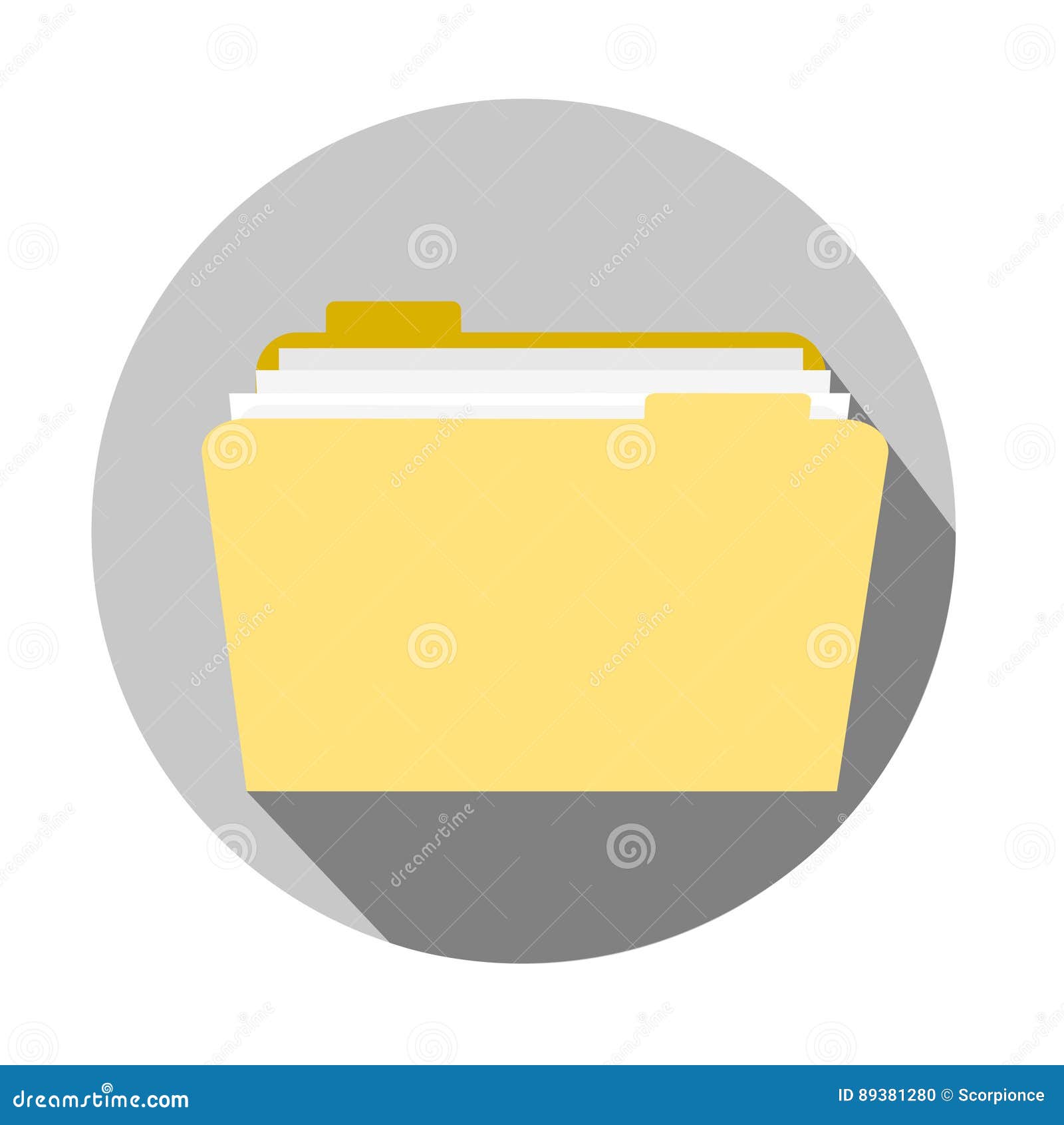 Open Rectangular Folder Flat Round Icon Stock Vector - Illustration of ...