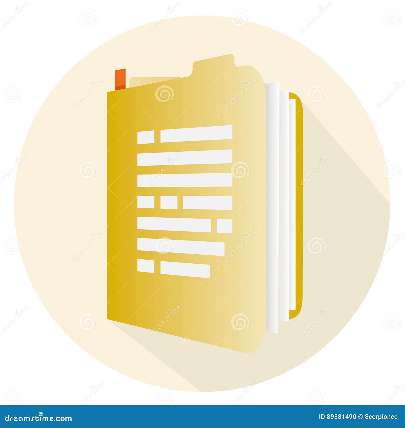 Open Rectangular Folder in Round Icon Stock Illustration - Illustration ...