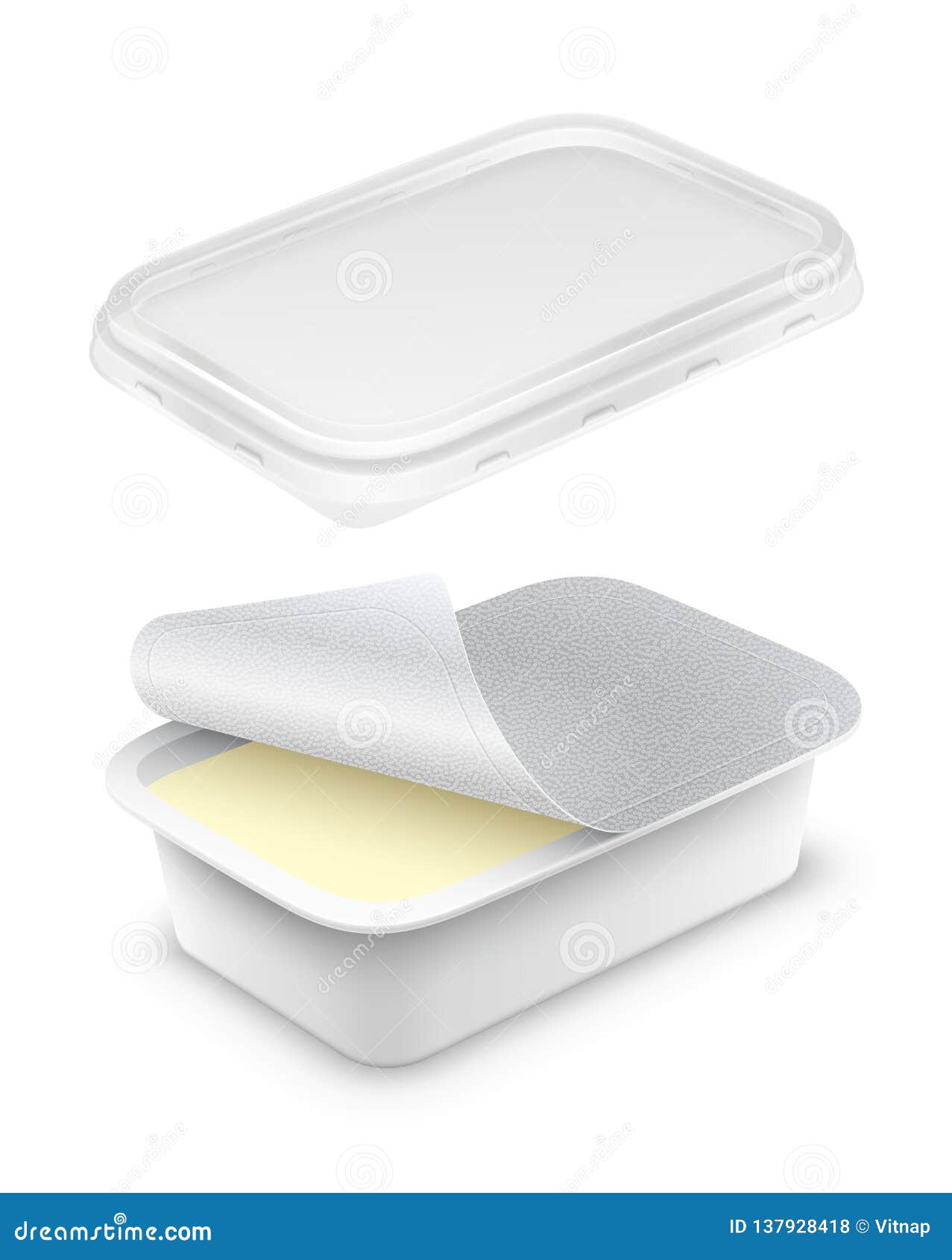 Open Rectangular Plastic Container with Foil and Transparent Lid ...