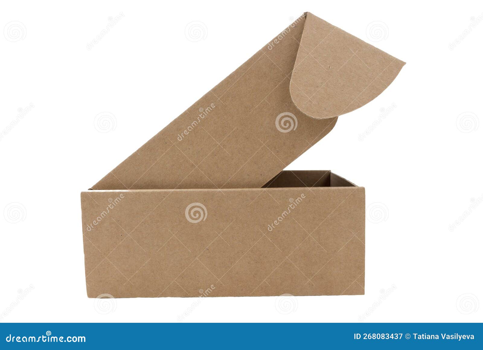 Open Rectangular Small Brown Box Isolated on a White Background Stock ...
