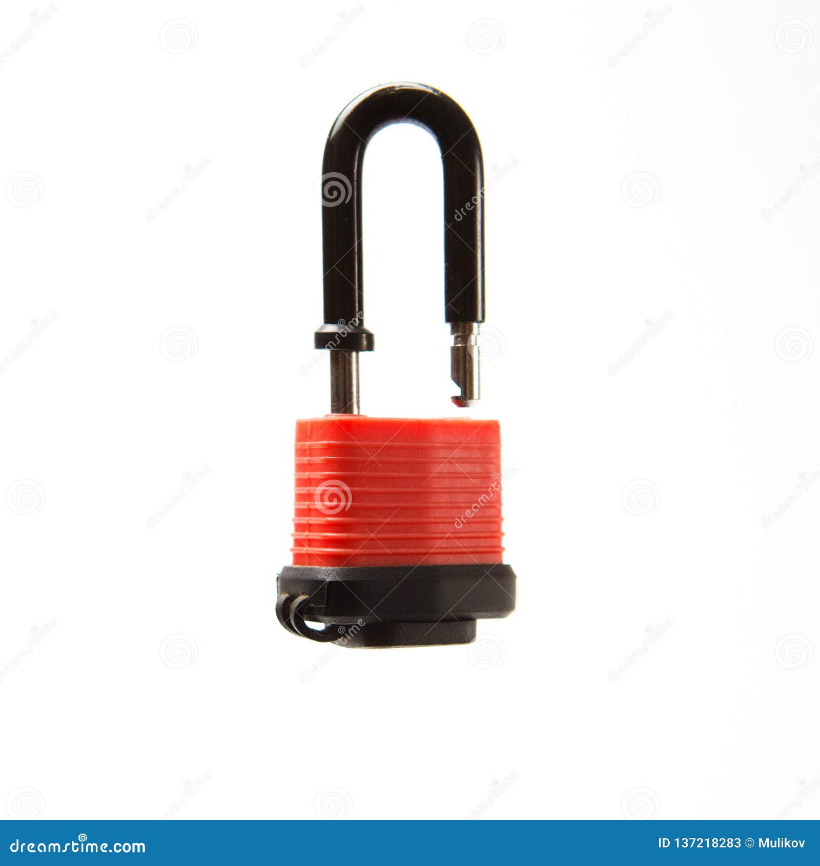 Open Red and Black Lock on White Background Stock Image - Image of ...
