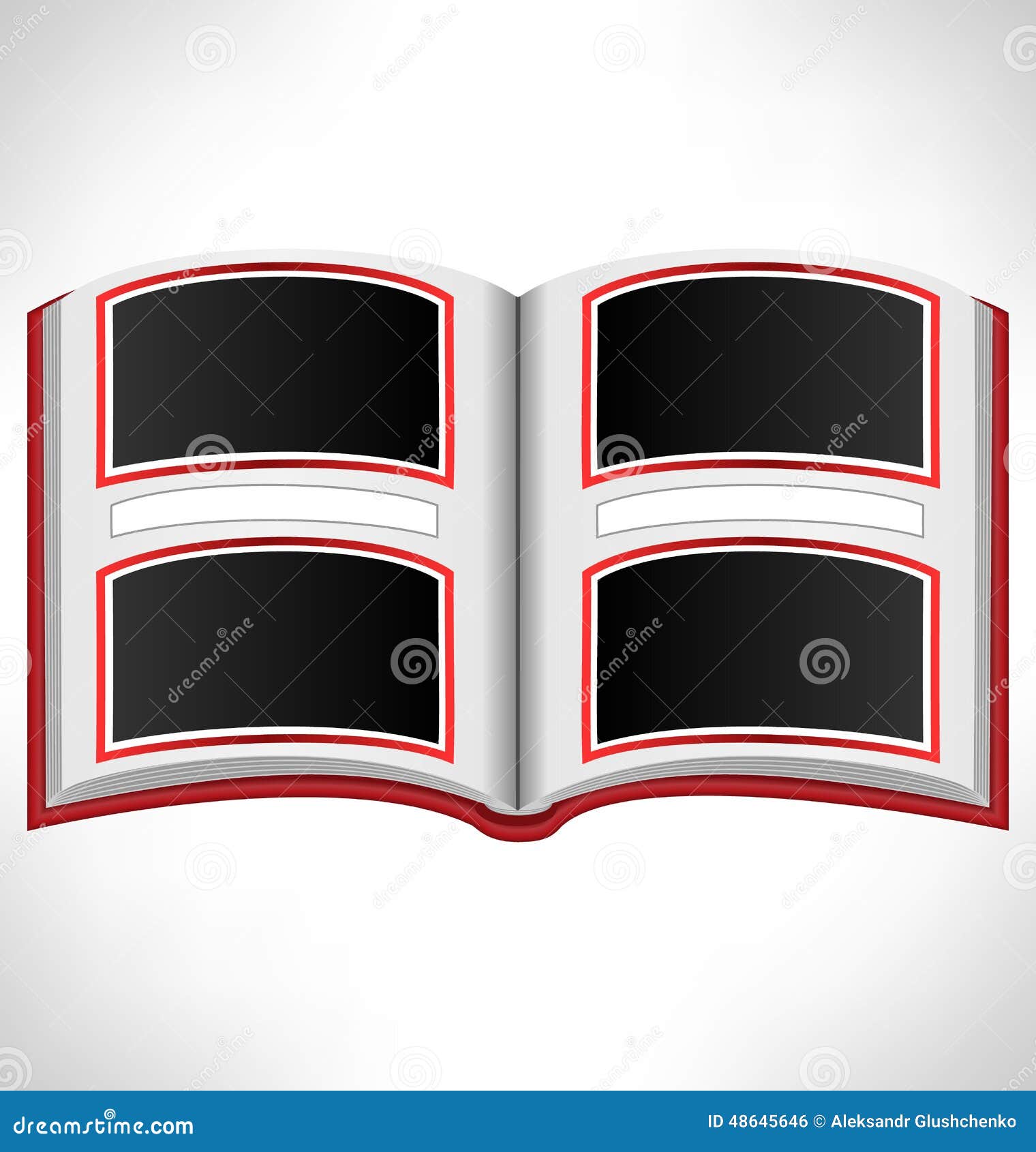 Open red book on grayscale stock vector. Illustration of memory - 48645646