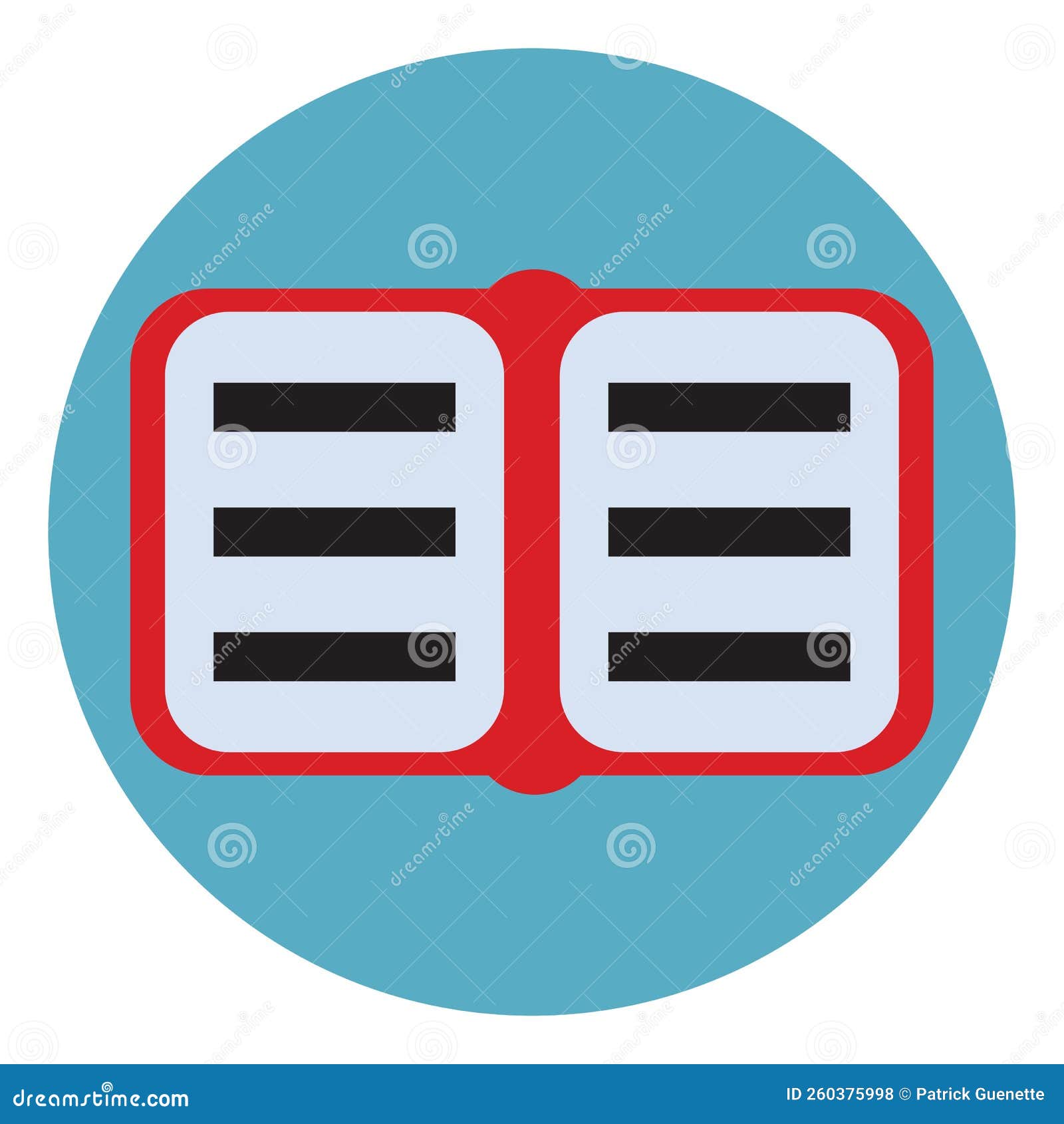 Open red book, icon stock vector. Illustration of writing - 260375998