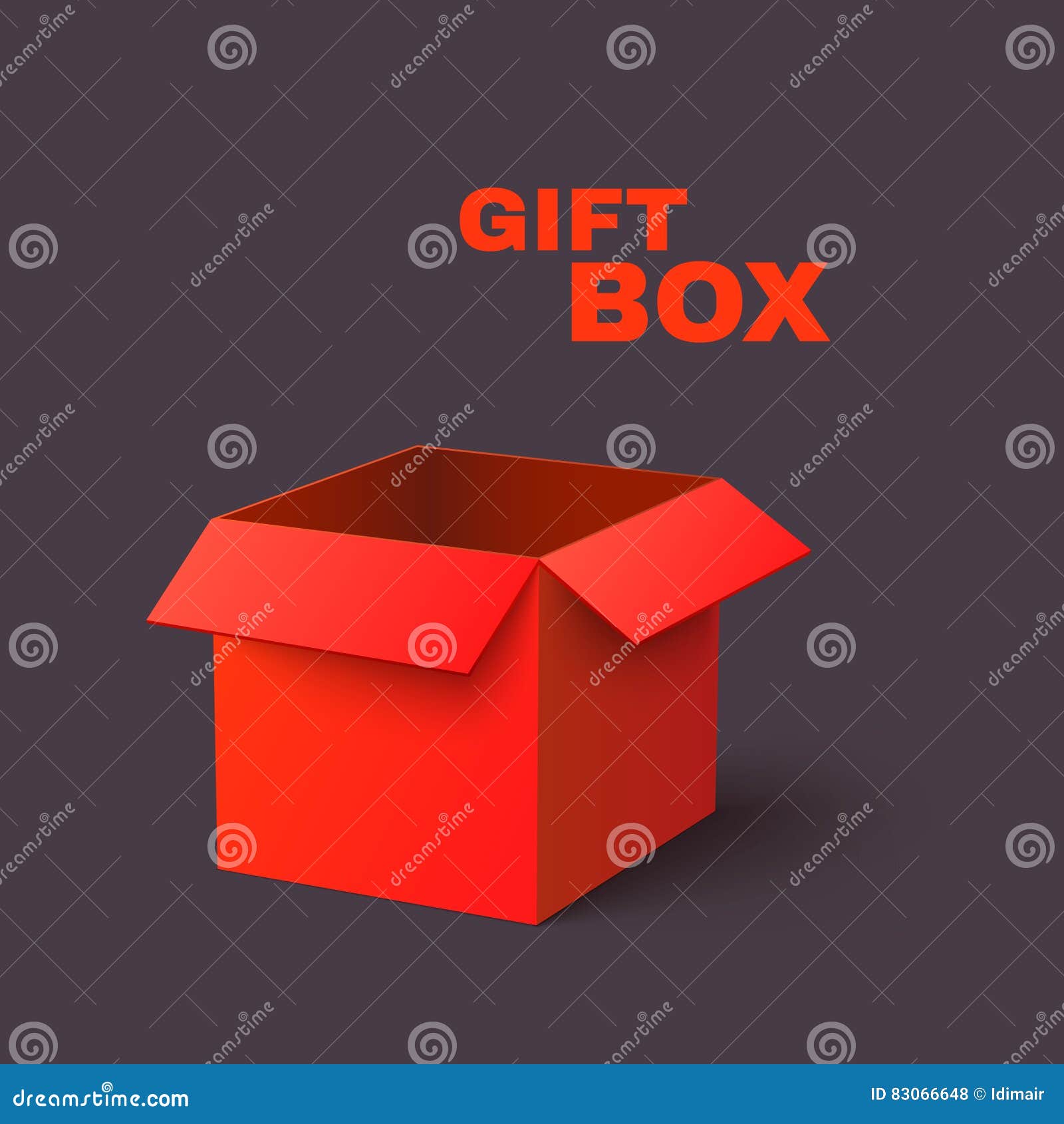 Open Red Box Isolated on Dark Background Vector Stock Vector ...