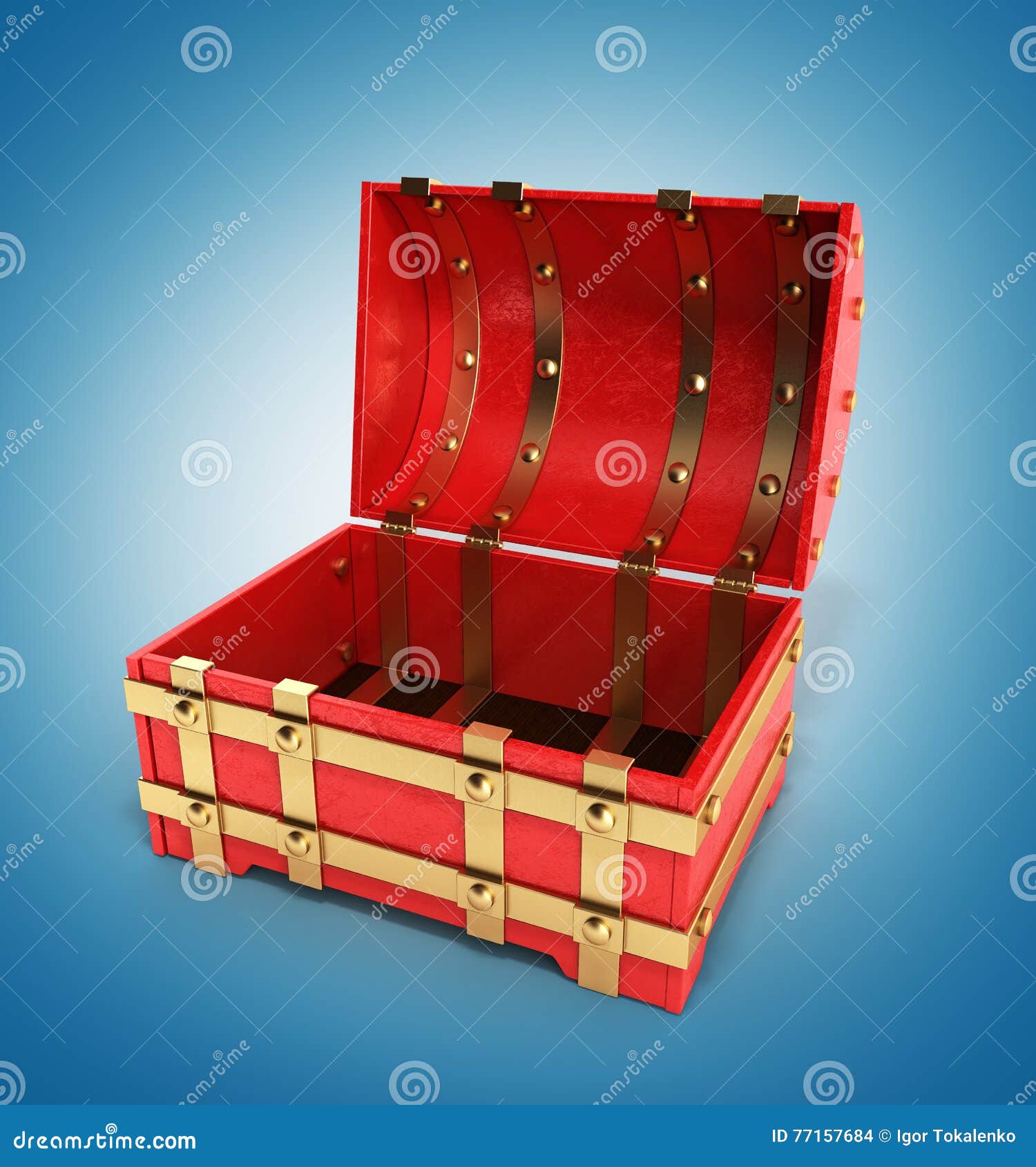 Chest. Empty Old Wooden Chest For Gold Treasure. Cartoon Ancient ...
