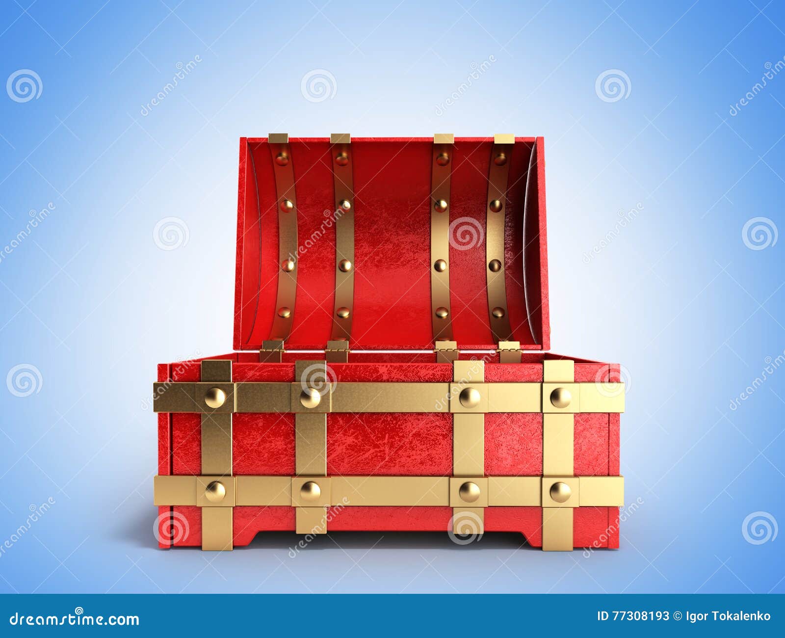 Open Red Chest Empty 3d Render on a Gradient Background Stock ...