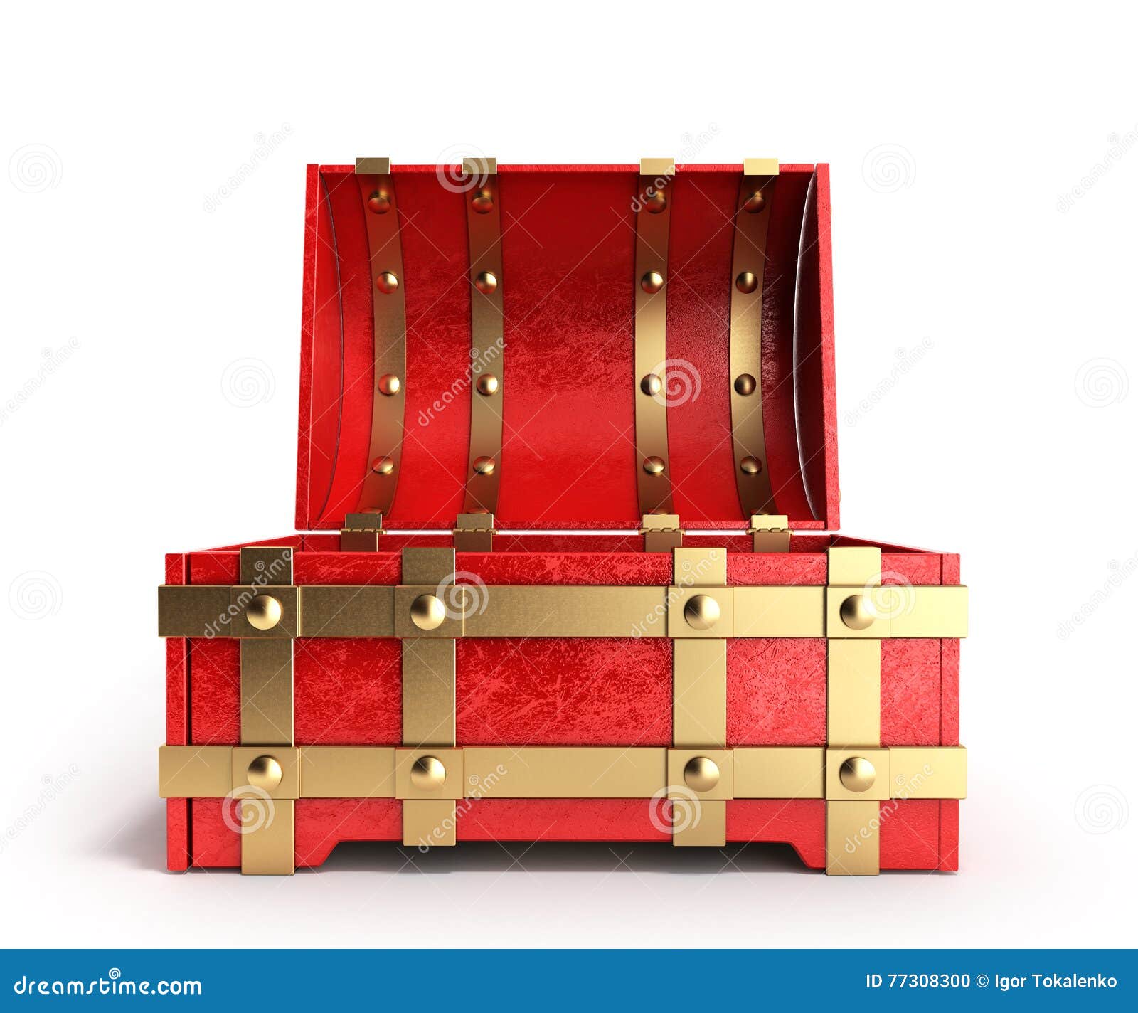 Open Red Chest Empty 3d Render on a White Background Stock Illustration ...