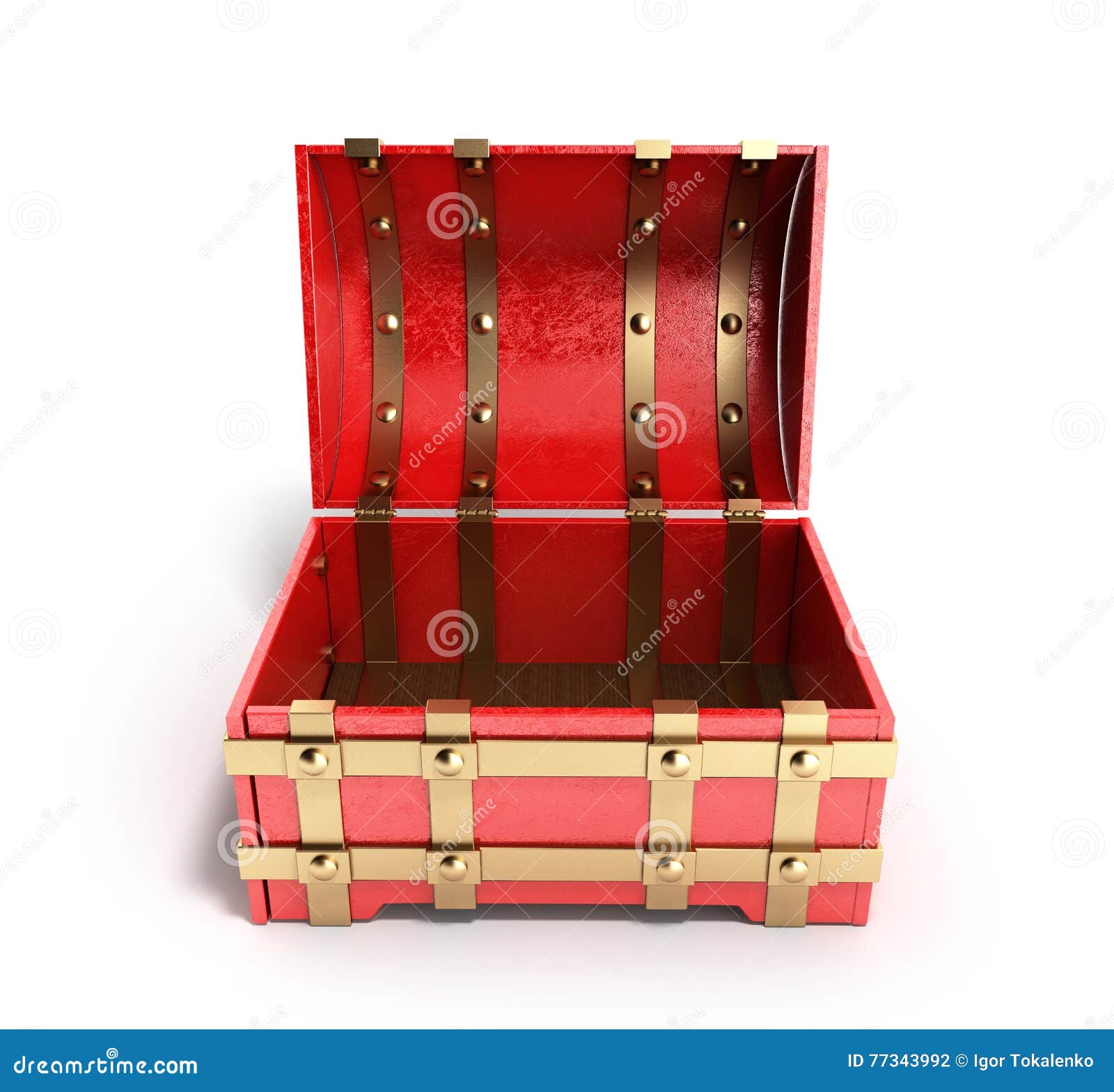 Open Red Chest Empty 3d Render on a White Background Stock Illustration ...