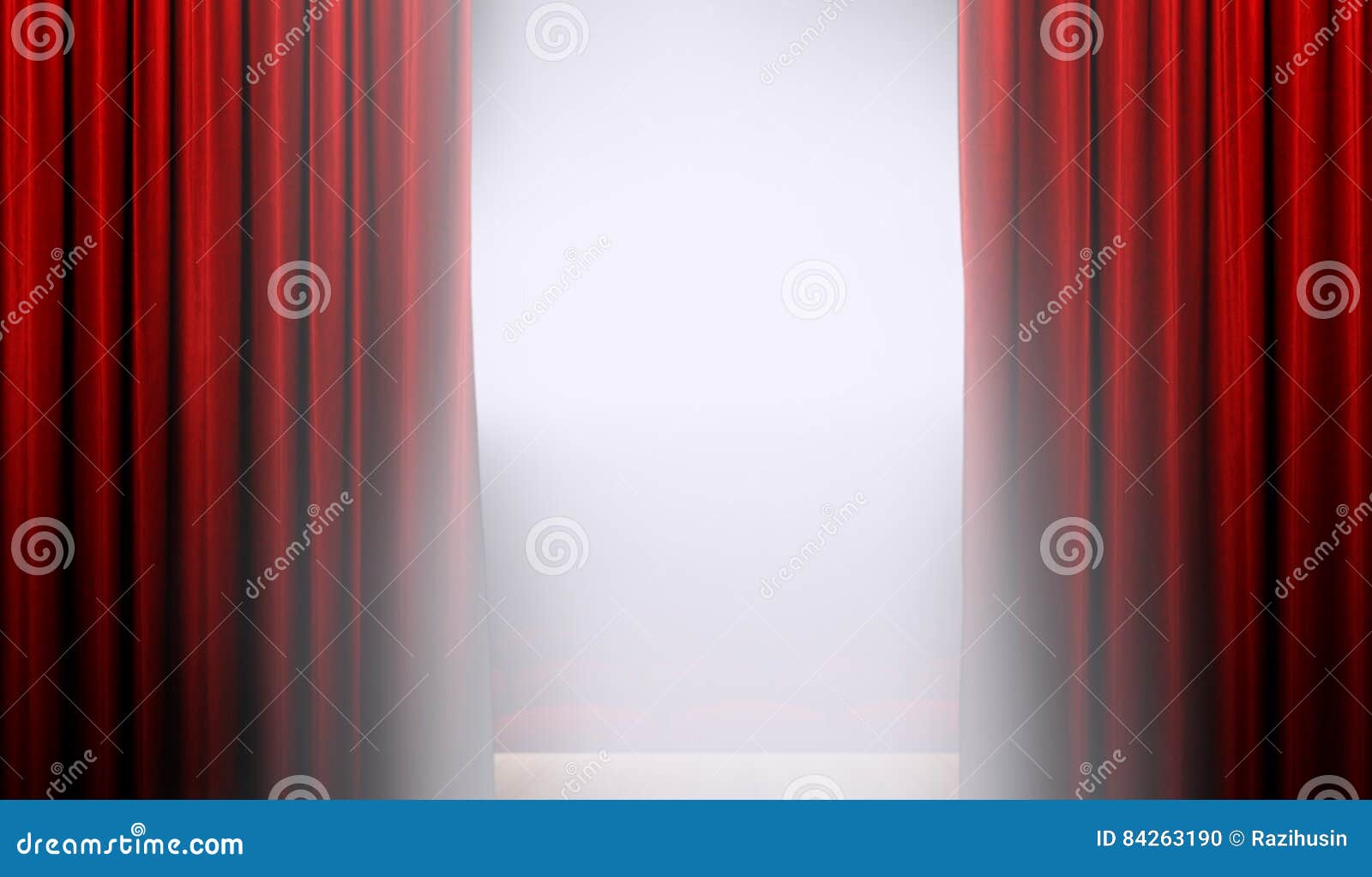Open Red Curtain on Stage with Spotlight Stock Illustration ...