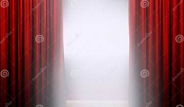 Open Red Curtain on Stage with Spotlight Stock Illustration ...