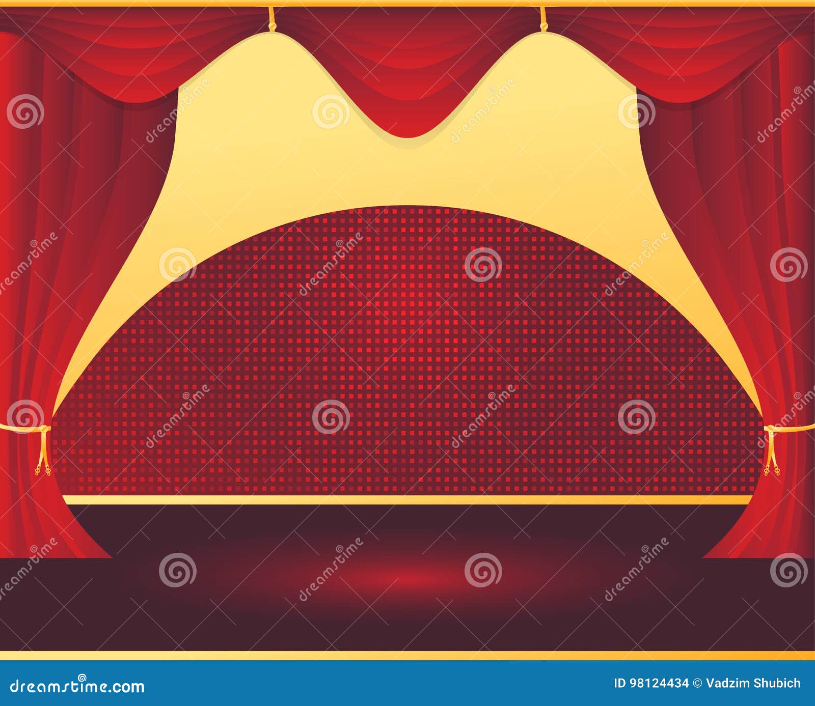 Red Curtains For Theater Scene. Realistic Curtain Cornice Decor For ...