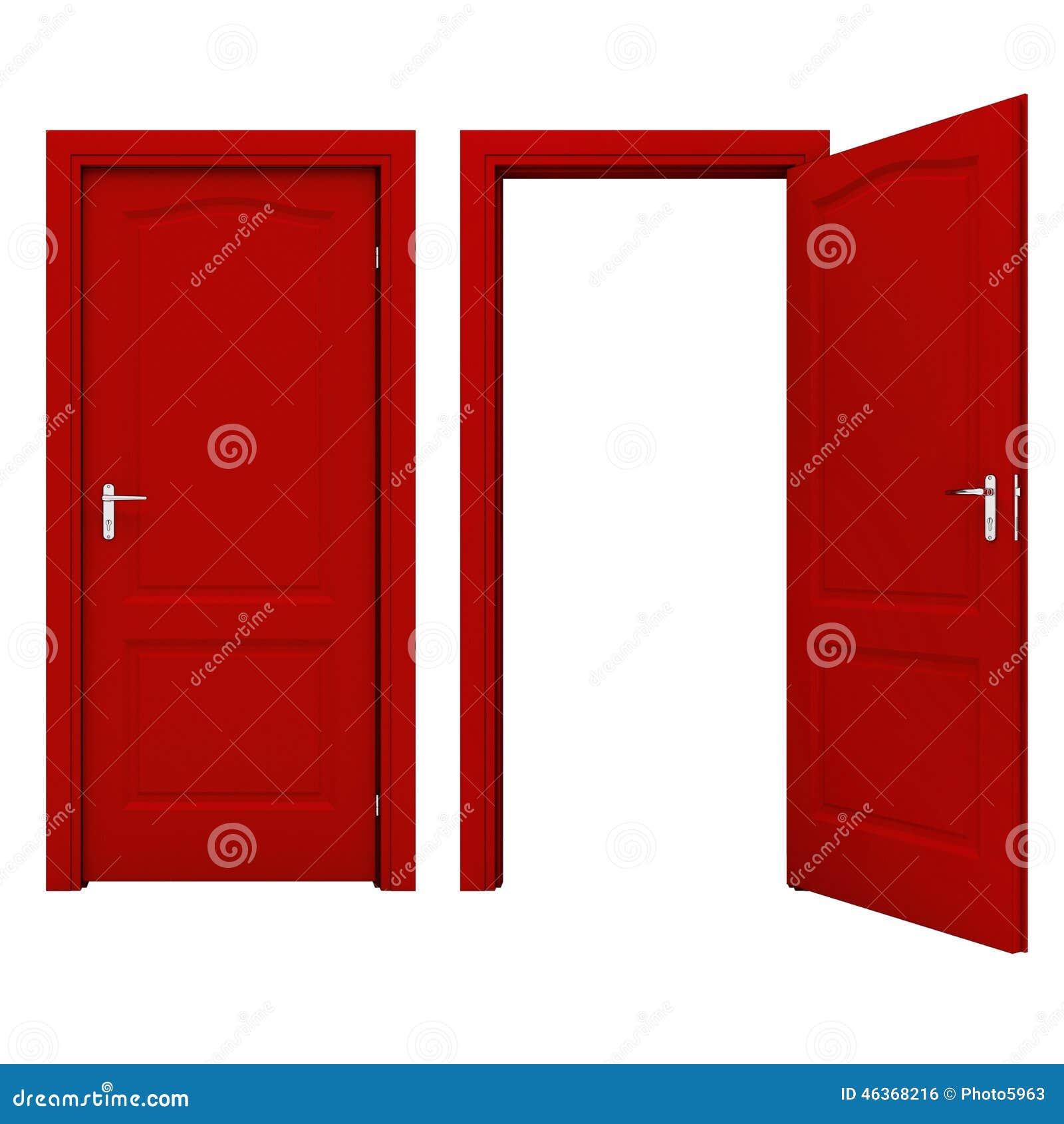 Open Red Door Isolated on a White Background Stock Illustration ...