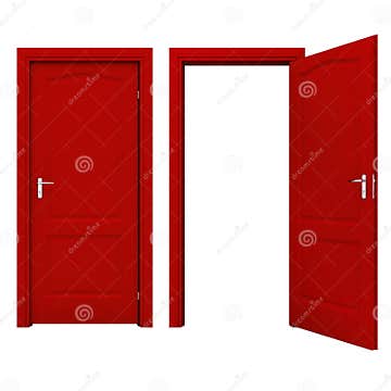 Open Red Door Isolated on a White Background Stock Illustration ...
