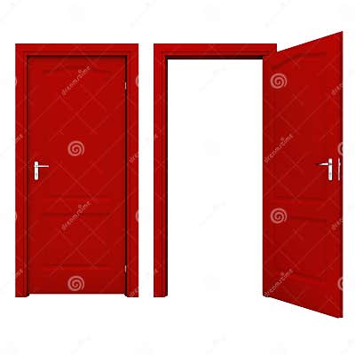 Open Red Door Isolated on a White Background Stock Illustration ...