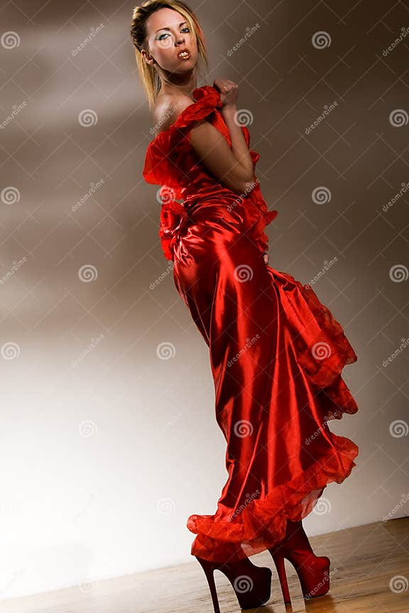 Open red dress stock photo. Image of agency, attractive - 9064082