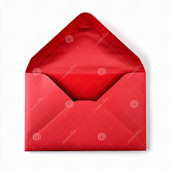 Open Red Envelope Mockup Isolated on White High Quality Image Stock ...
