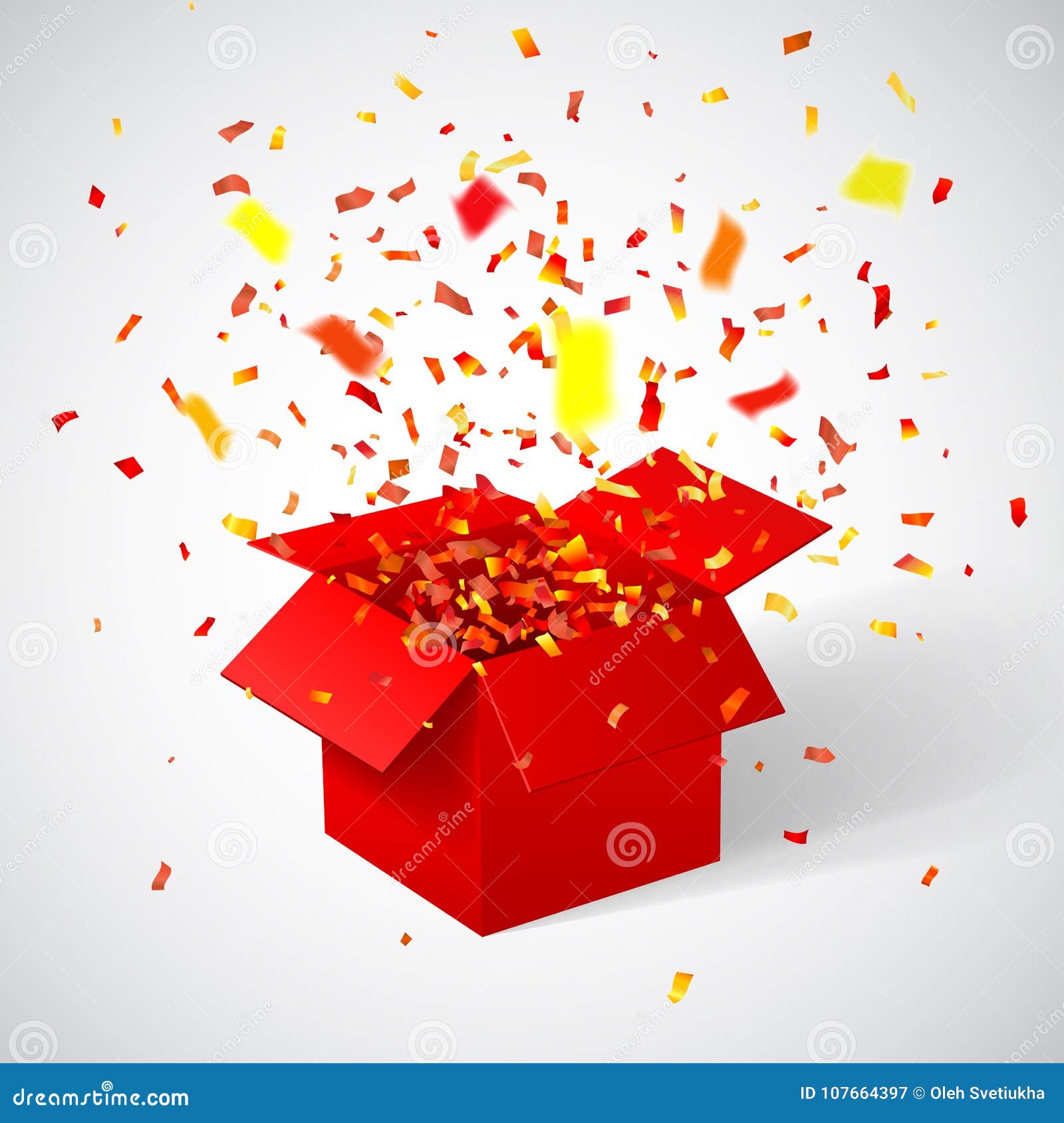 Open Red Gift Box and Confetti. Vector Illustration Stock Vector ...