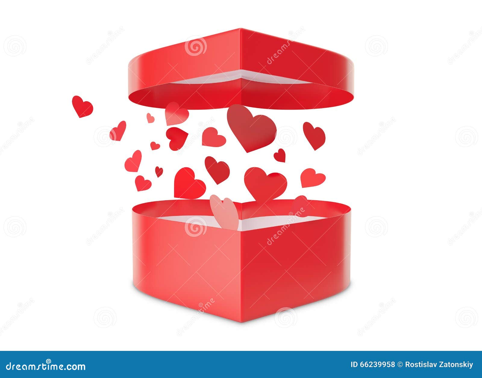 Open Red Gift Box with Flow Hearts. Stock Illustration - Illustration ...