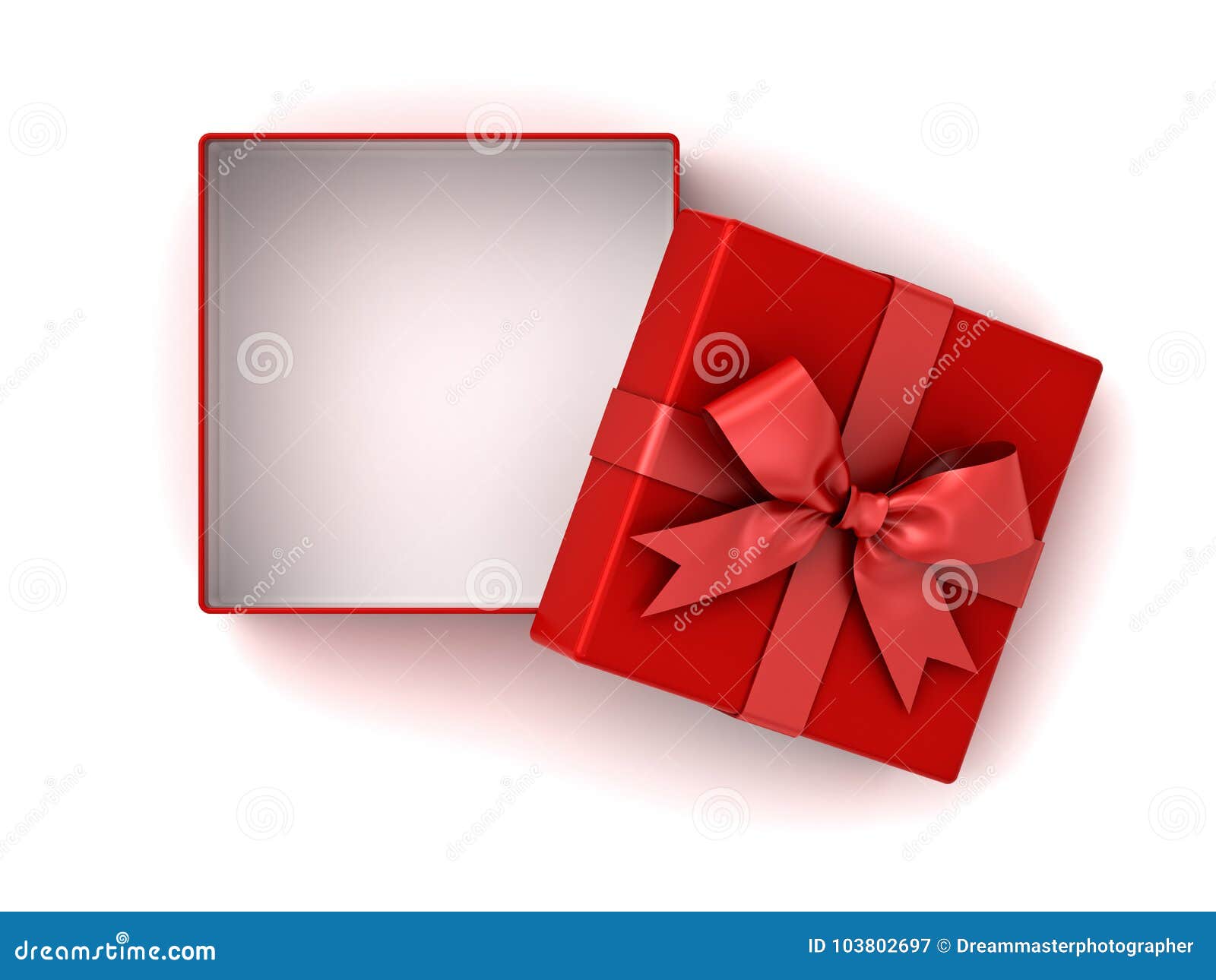 Open Red Gift Box , Red Present Box with Red Ribbon Bow and Empty Space ...