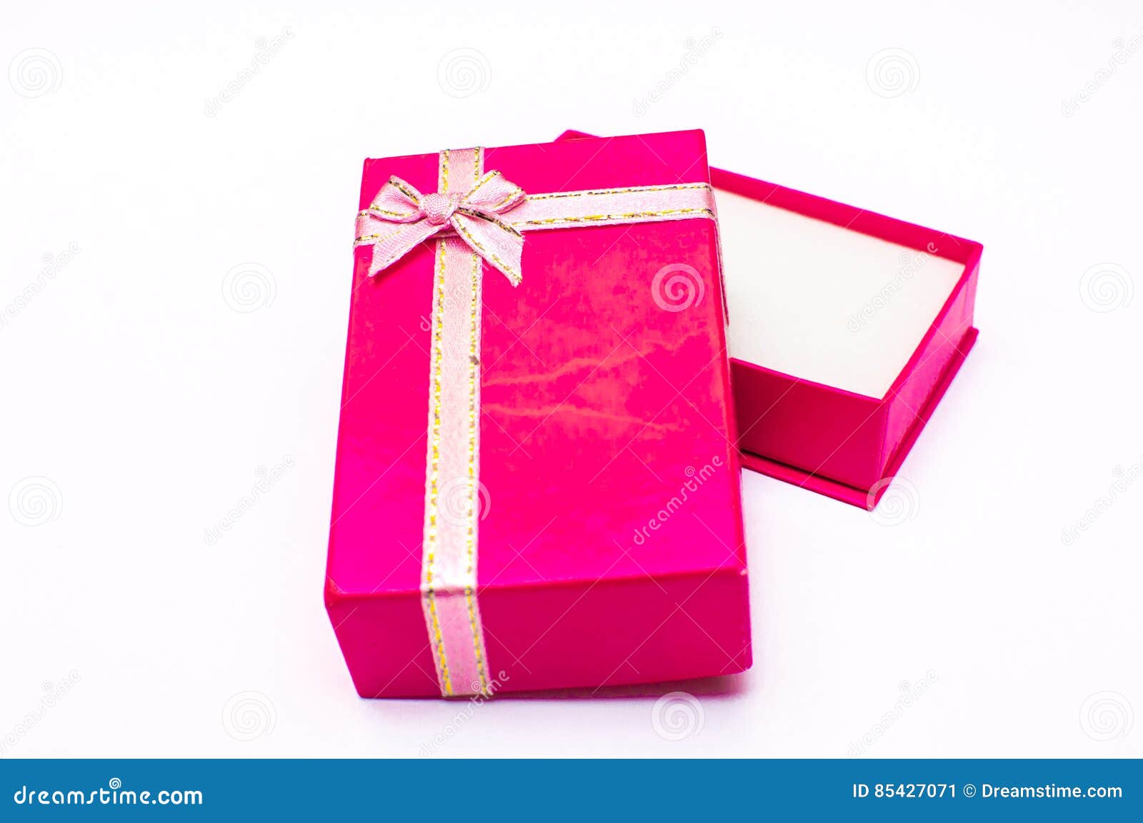 Open Red Gift Box with Ribbon Bow Isolated Stock Image - Image of open ...