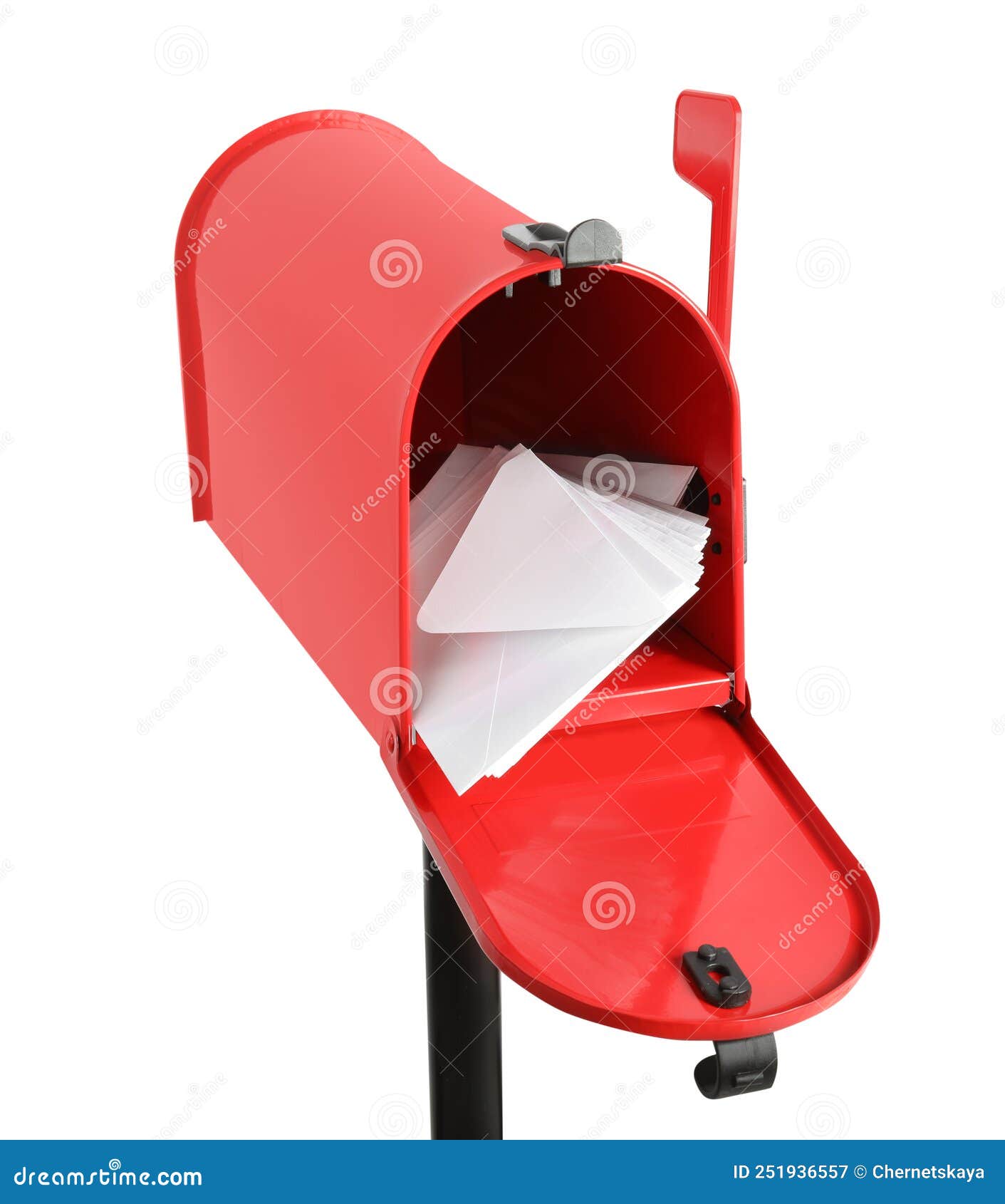 Open Red Letter Box with Correspondence on White Background Stock Image ...