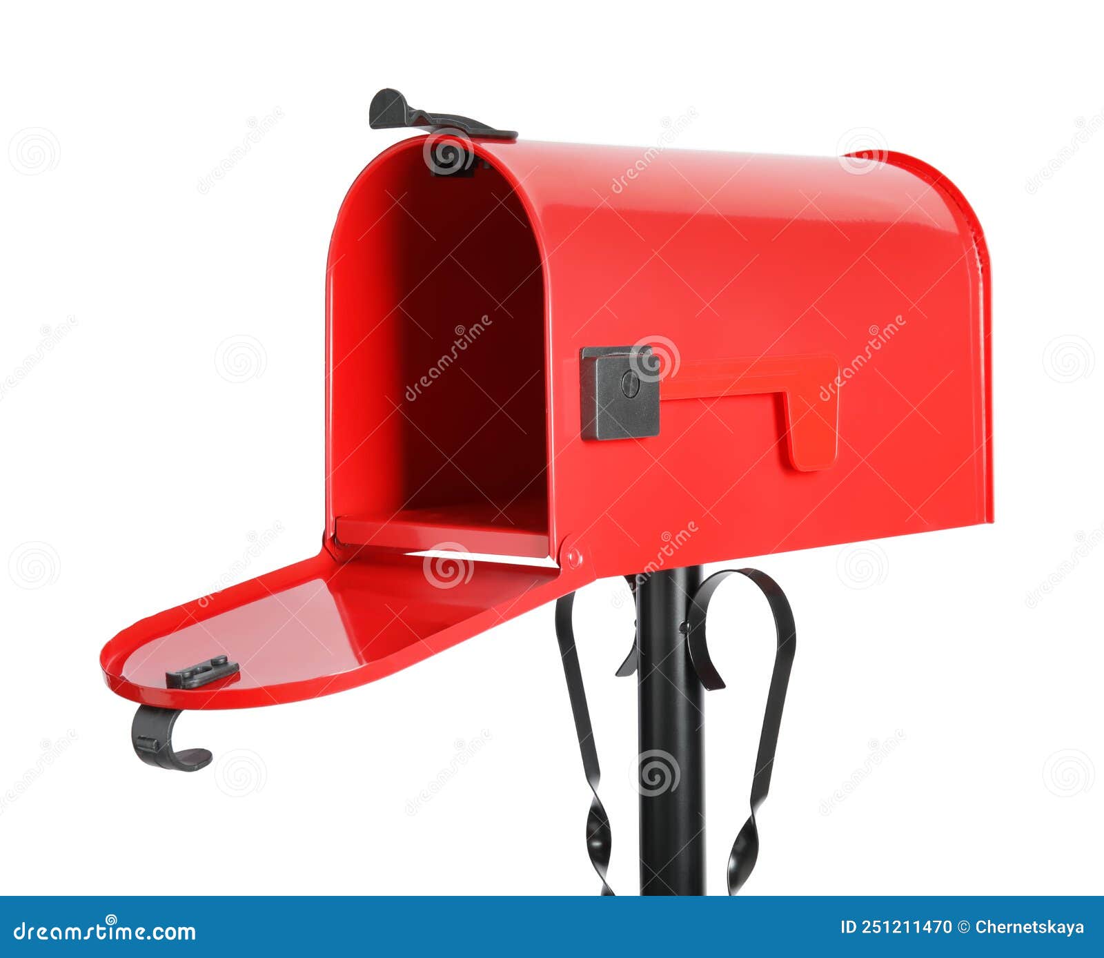 Open Red Letter Box on White Background Stock Photo - Image of ...