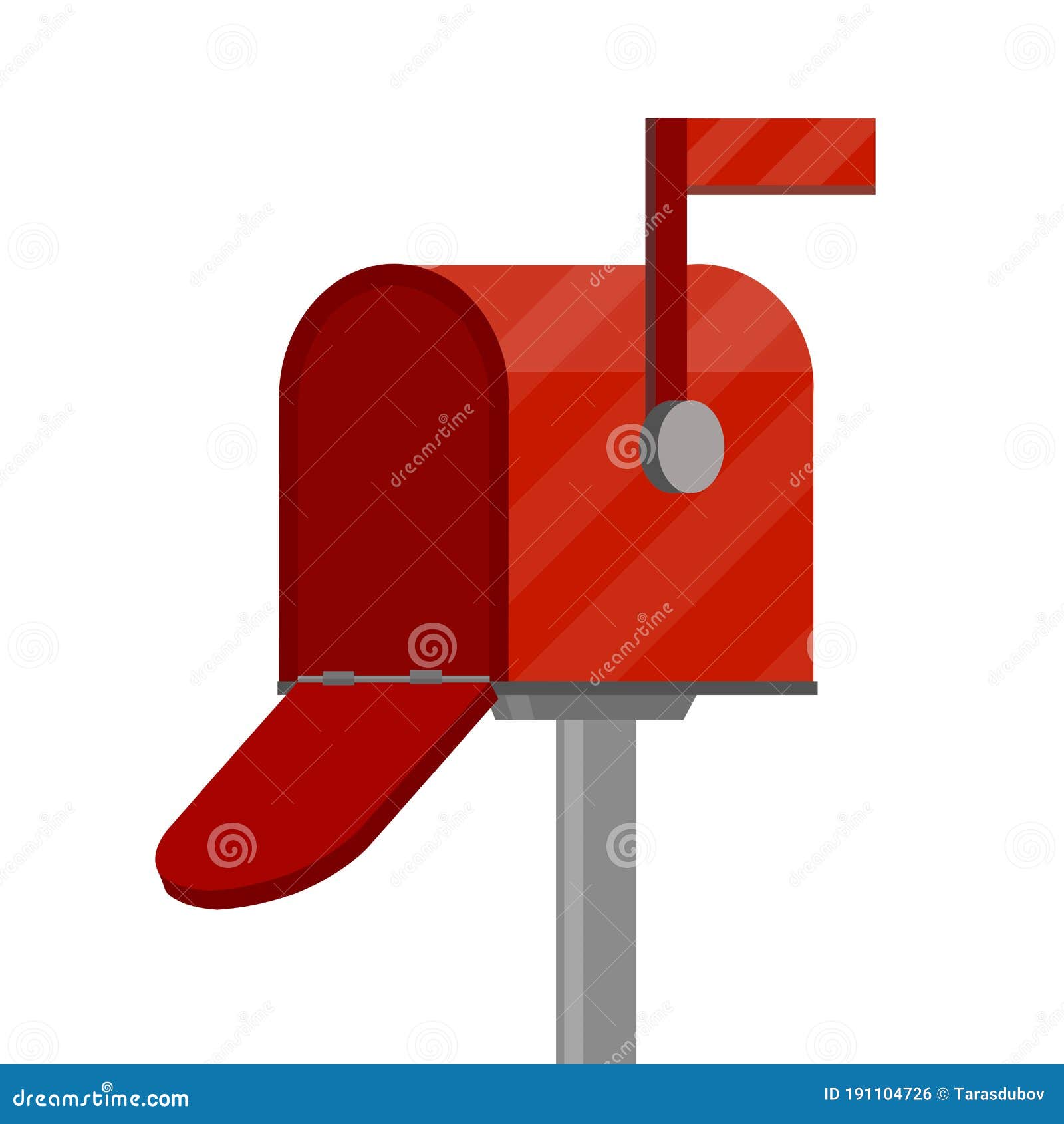 Open Red Mailbox. Mail and Message. Cartoon Flat Illustration. Work ...