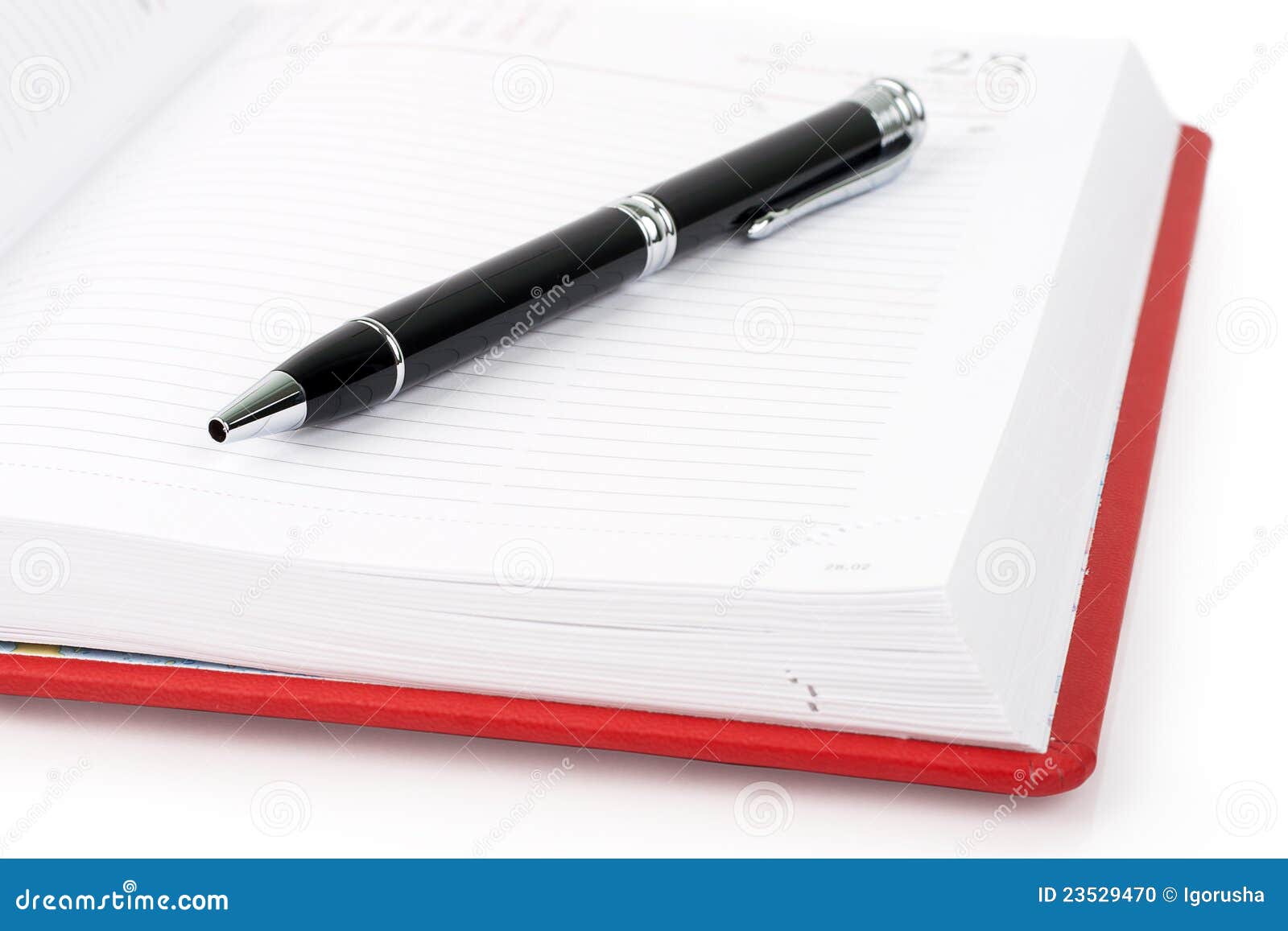 Open red notebook with pen stock photo. Image of concepts - 23529470