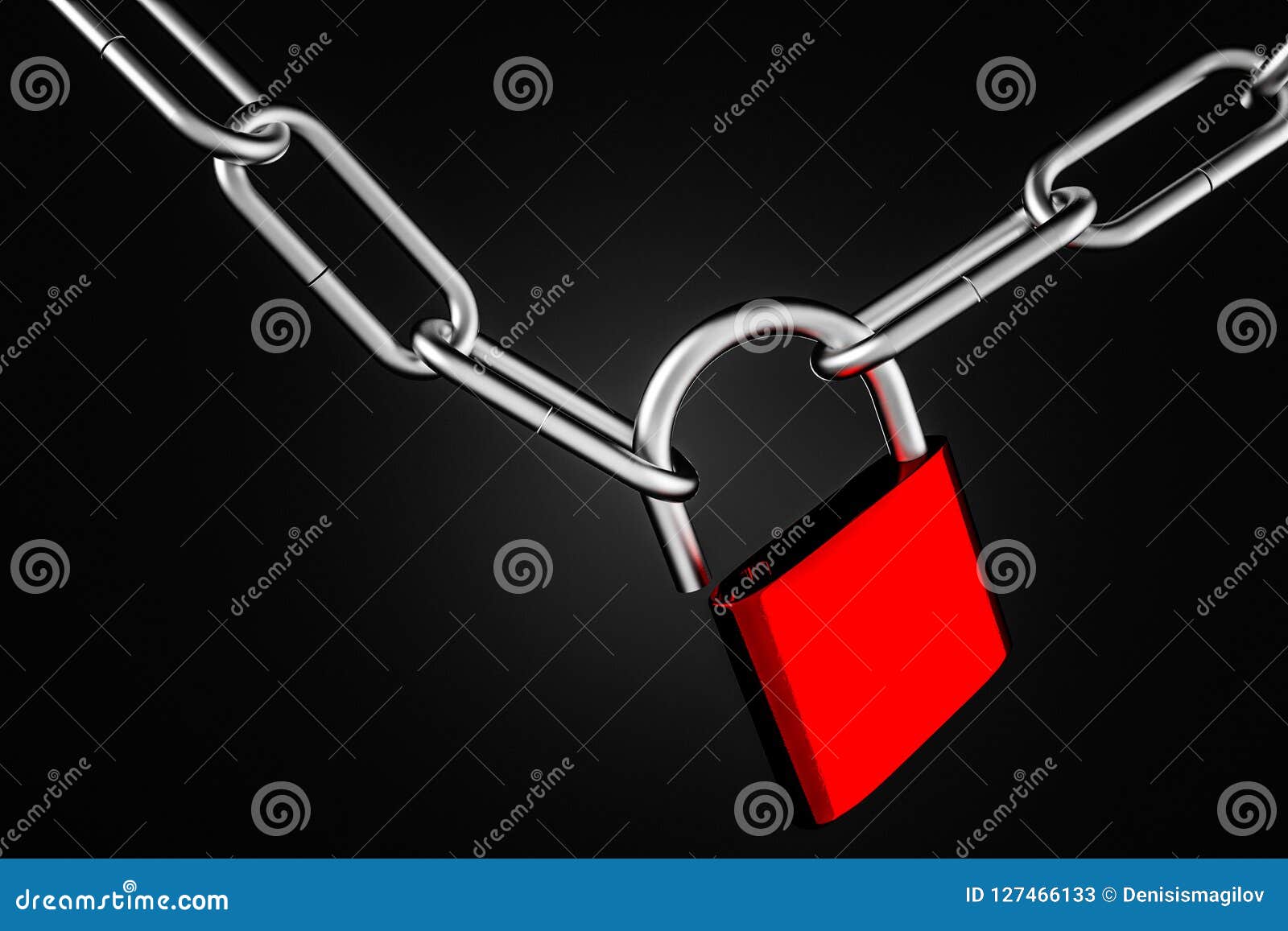 Open Red Padlock on Steel Chains Over Black Stock Illustration ...