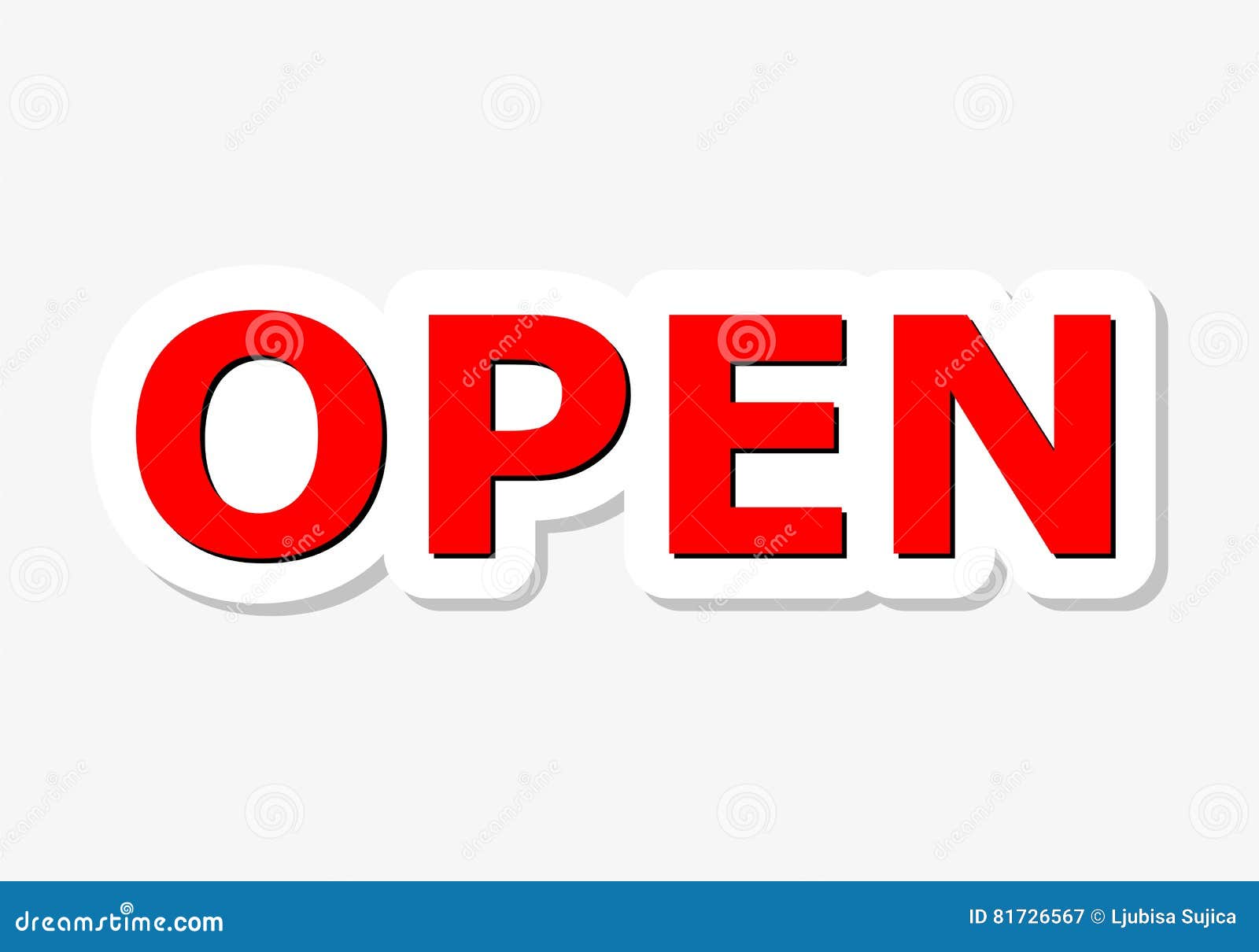 Open Red Sign stock vector. Illustration of design, message - 81726567