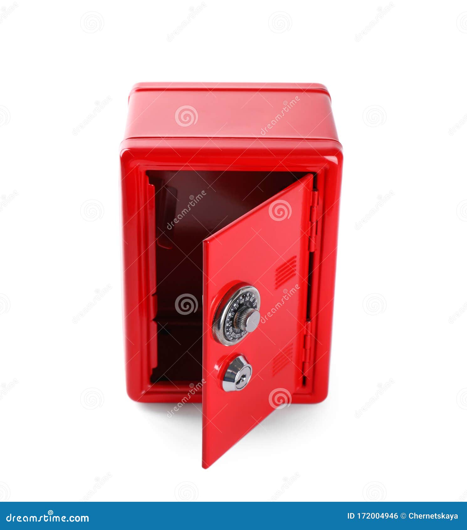 Open Red Steel Safe Isolated Stock Photo - Image of storage, circular ...