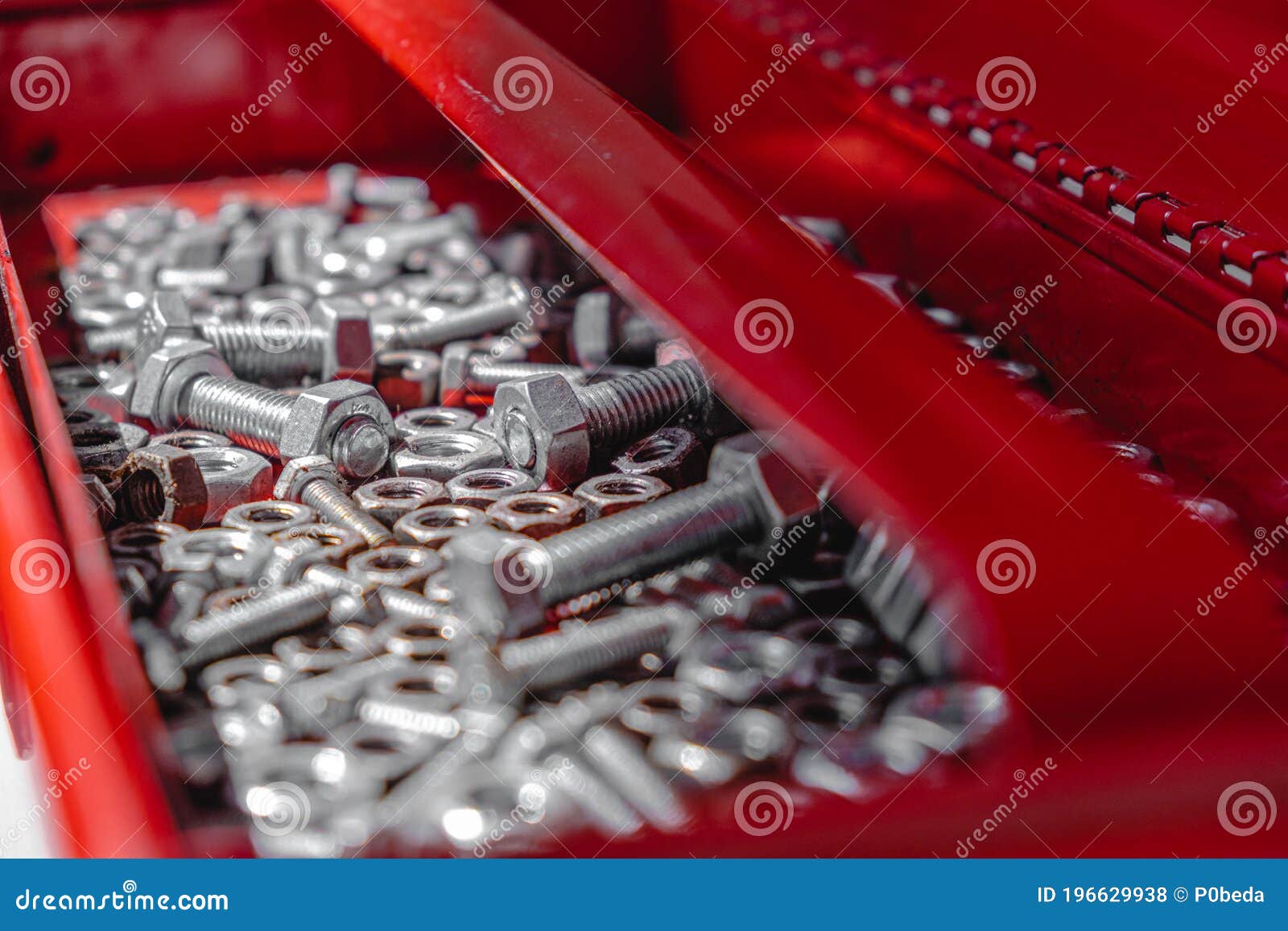 Open Red Tool Box on Concrete Stock Photo - Image of maintenance ...