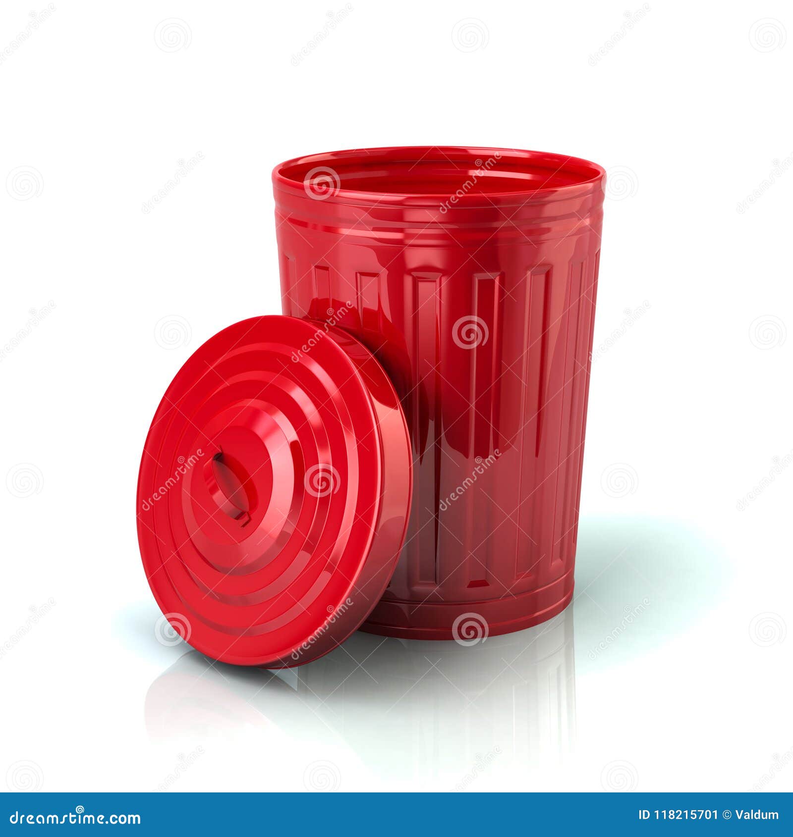 Open Red Trash Can 3d Illustration Stock Illustration - Illustration of ...