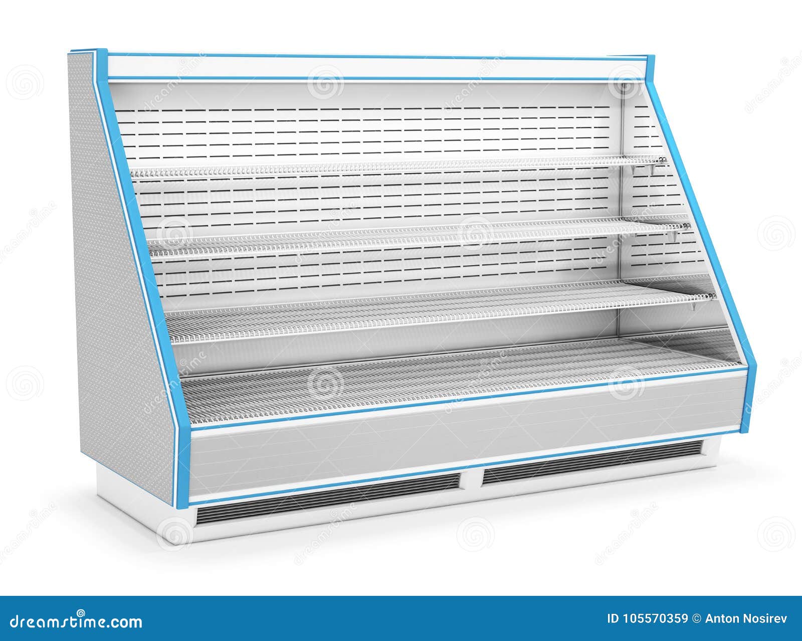 Open Refrigerated Display Case with Shelves. Stock Illustration ...