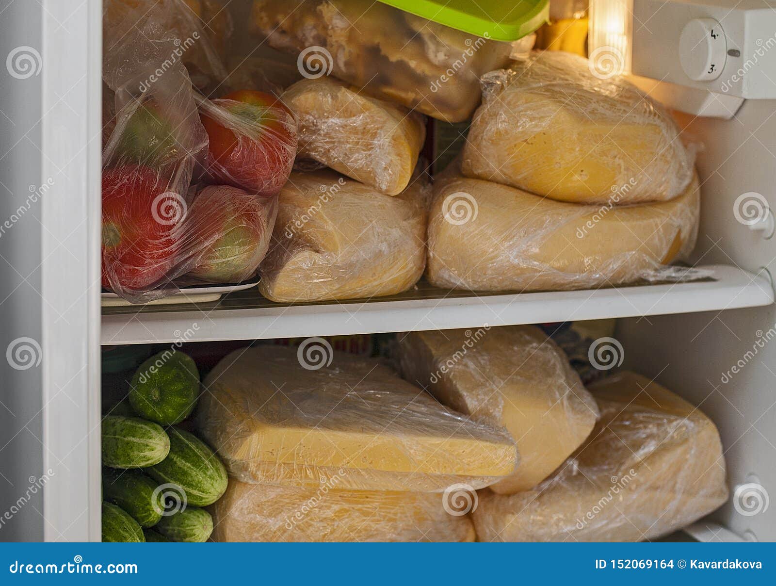 An Open Refrigerator Filled with Cheese Stock Photo - Image of modern ...