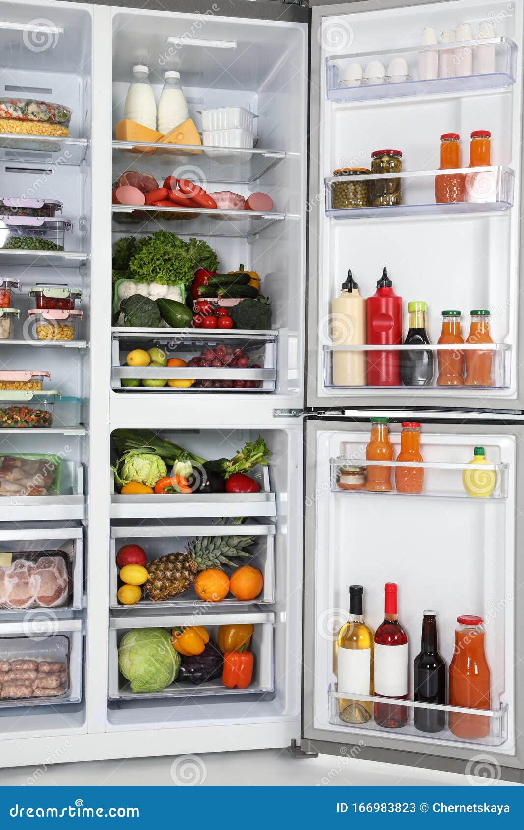 Open Refrigerator Full of Fresh Products Stock Image - Image of ...