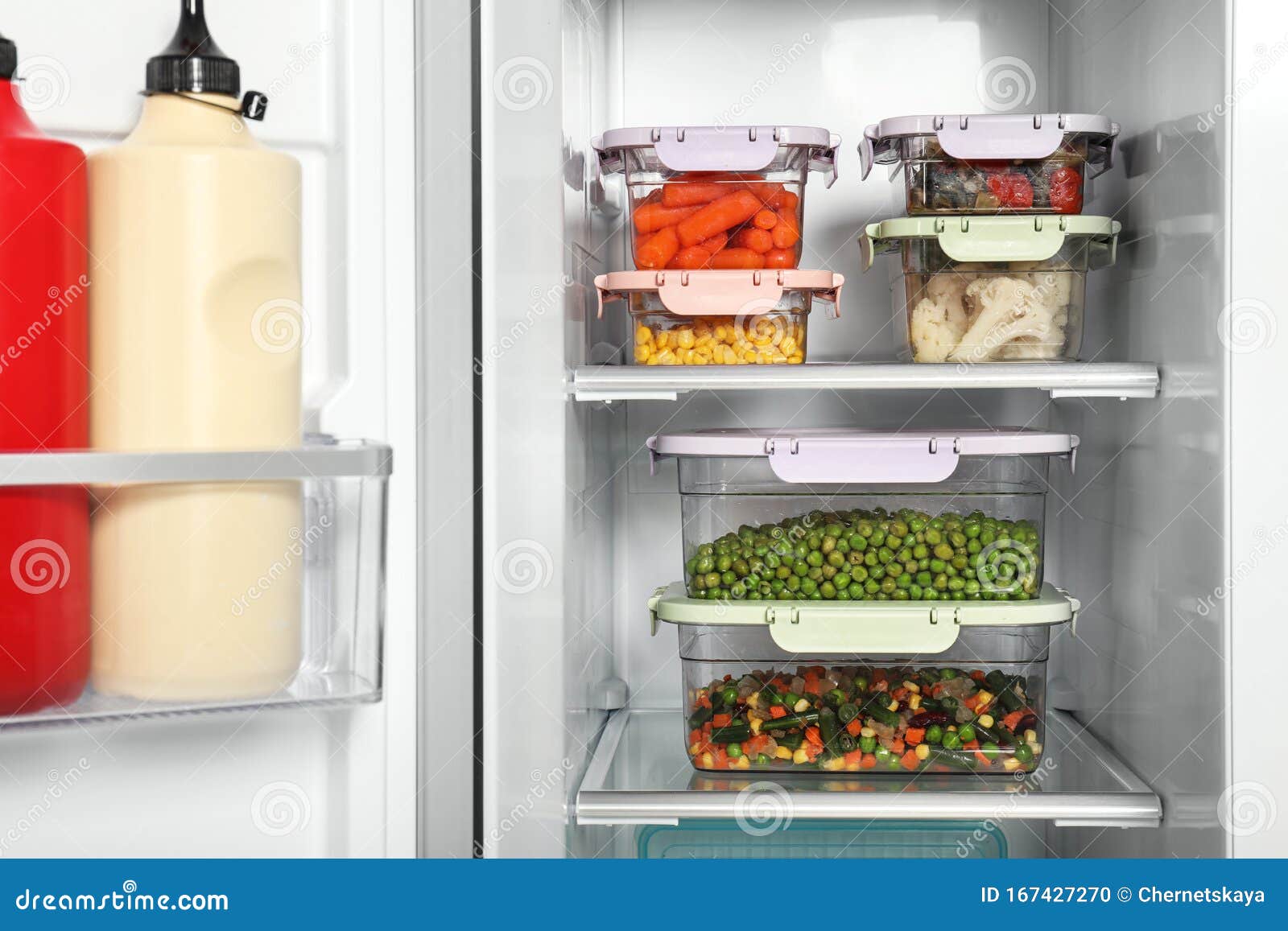 Open Refrigerator Full of Fresh Products Stock Photo - Image of full ...