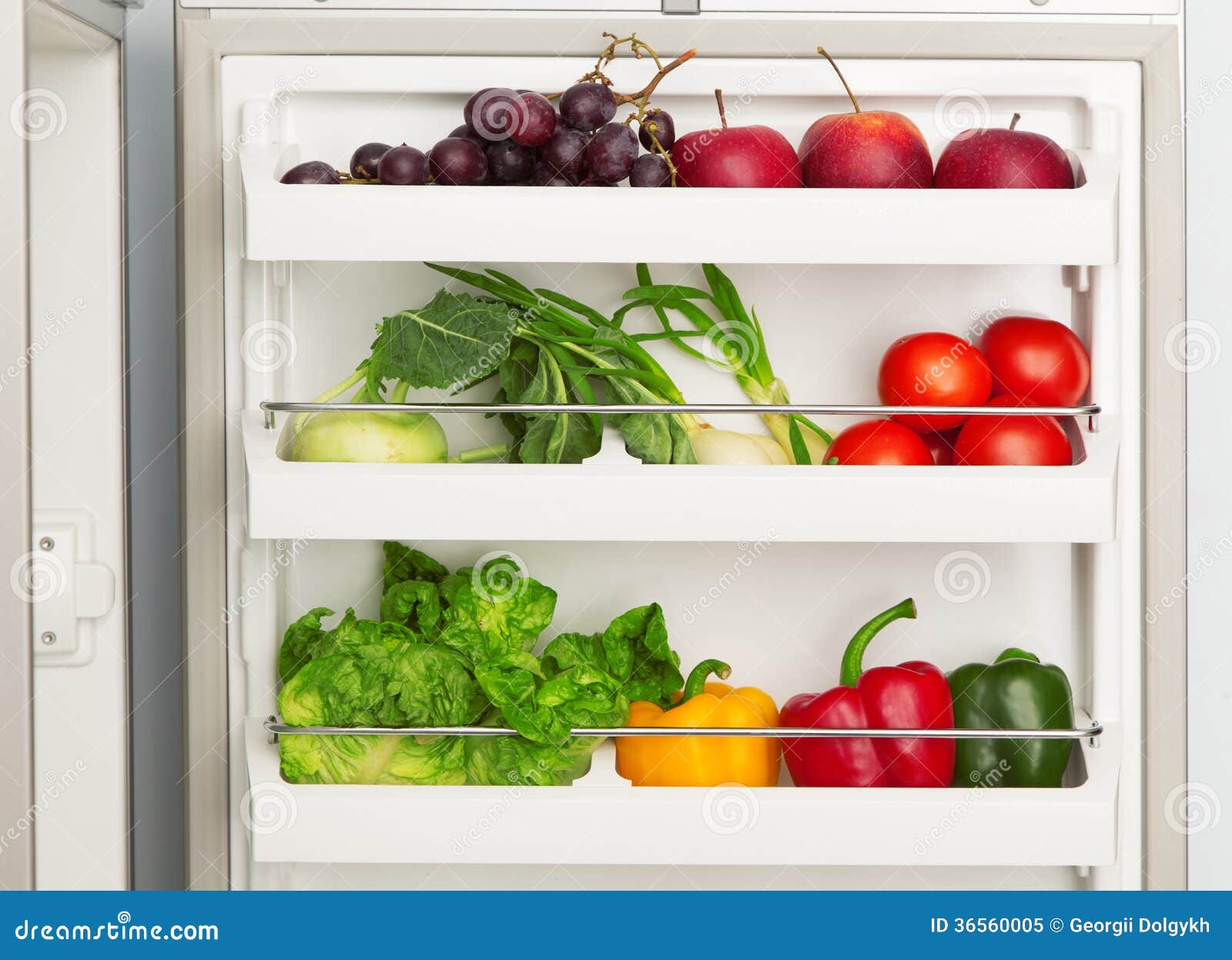 Open Refrigerator Full of Fresh Fruit and Vegetables Stock Image ...